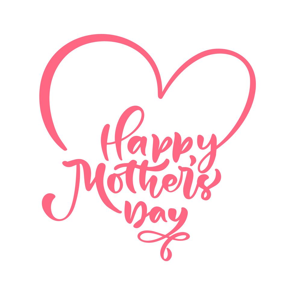 Happy Mothers Day Text Hand Written Ink Calligraphy Lettering Love
