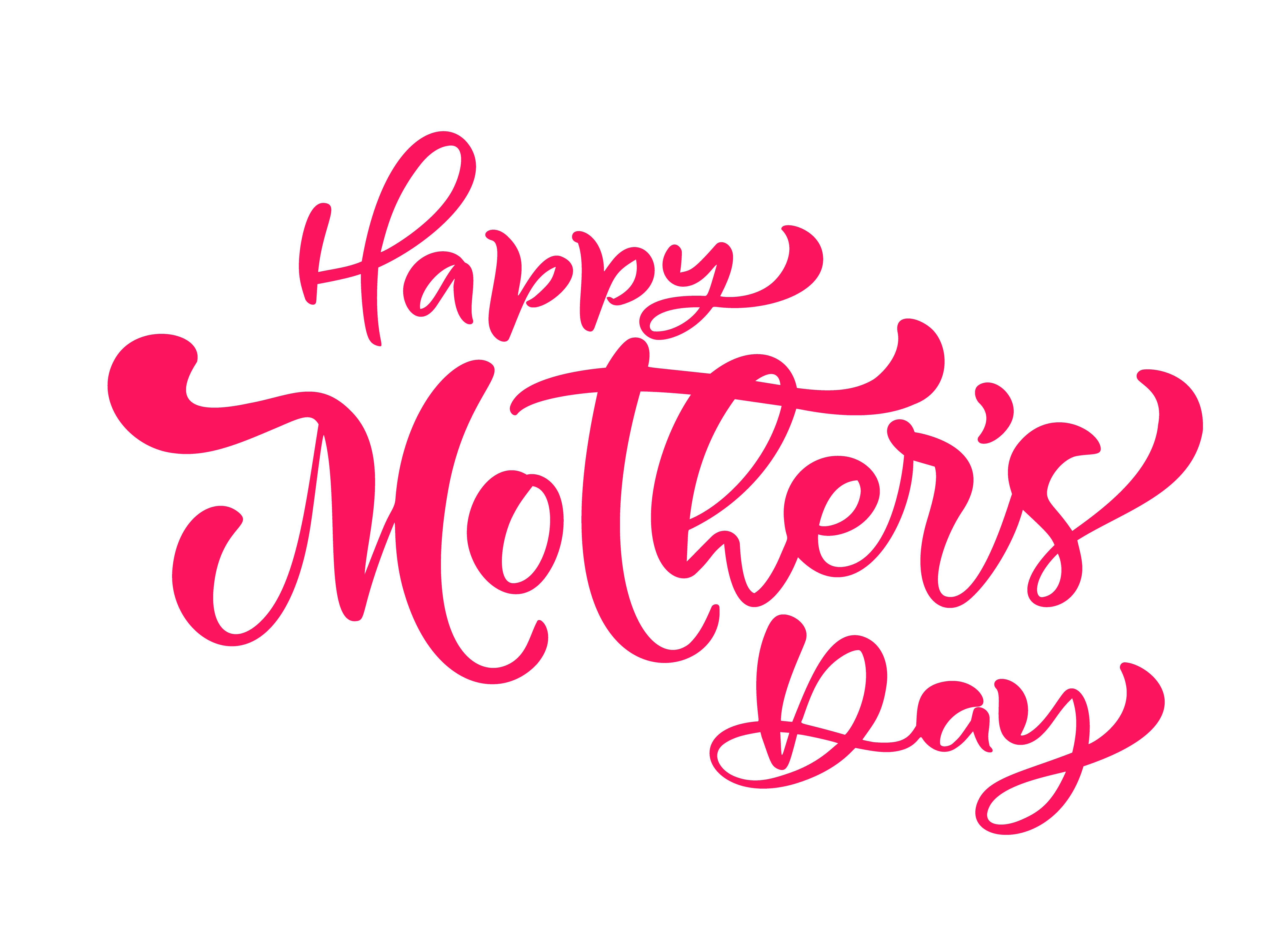 Happy Mothers Day Text Hand Written Ink Calligraphy Lettering