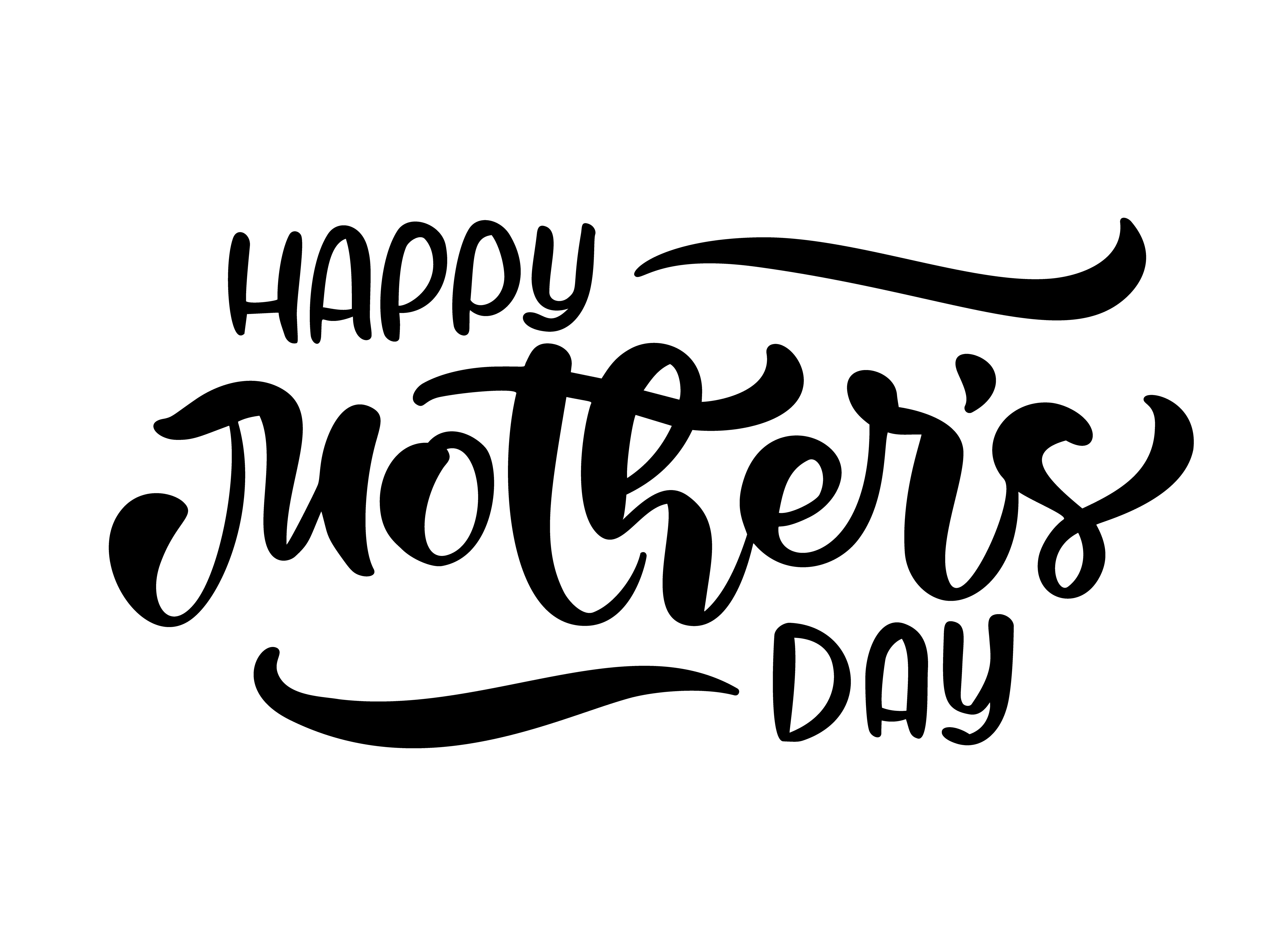 Happy Mothers Day Text Hand Written Ink Calligraphy Lettering Greeting Isolated Vector