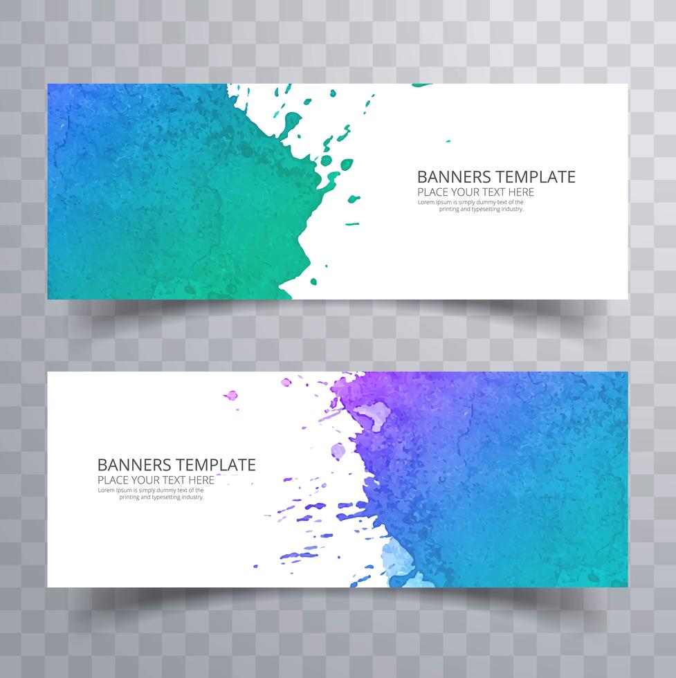 Abstract colorful watercolor header set vector 381884 Vector Art at ...