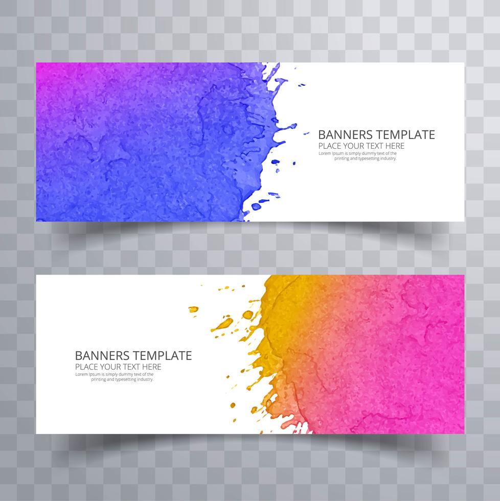 Abstract colorful watercolor header set vector 381962 Vector Art at ...