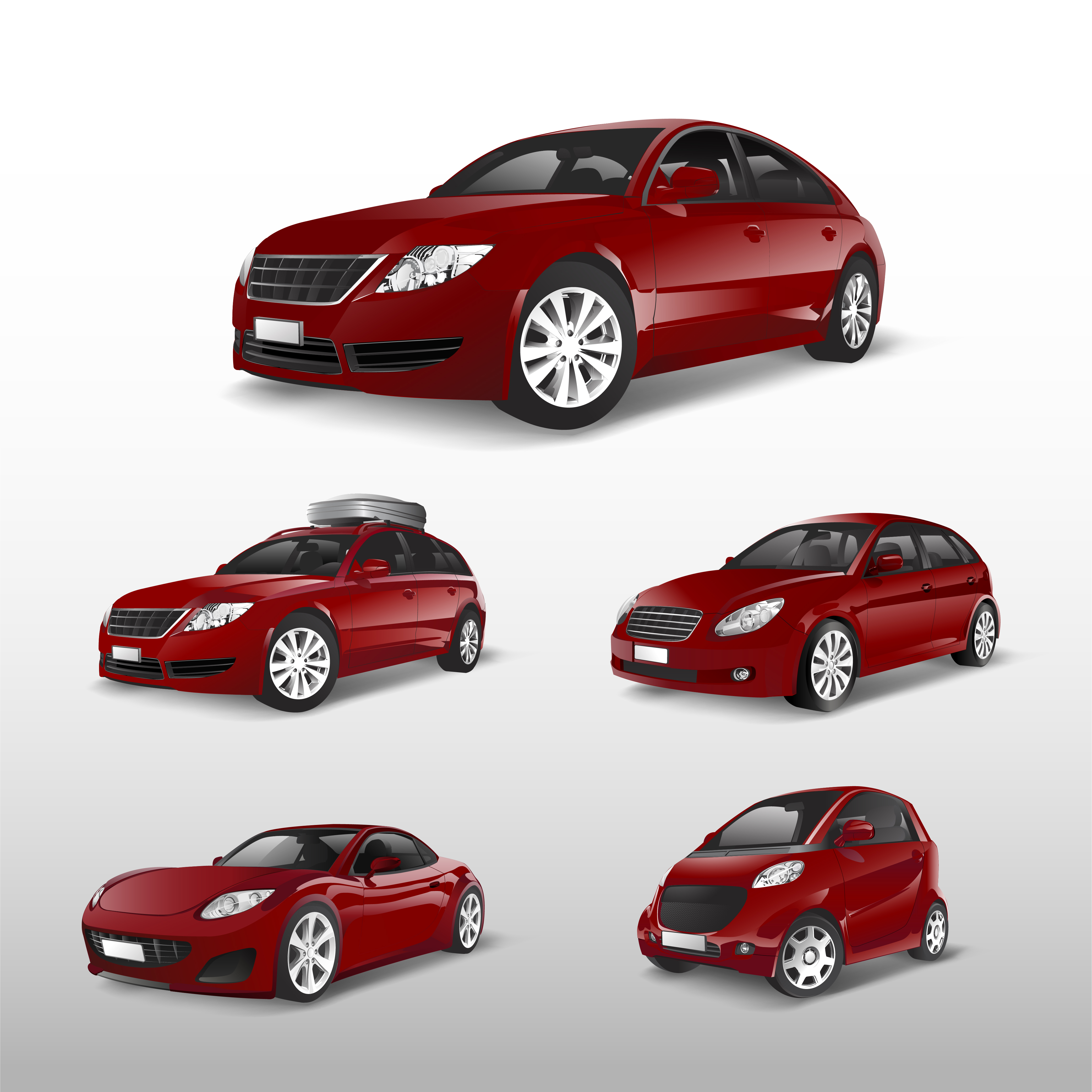 Set of various models of red car vectors - Download Free Vectors ...