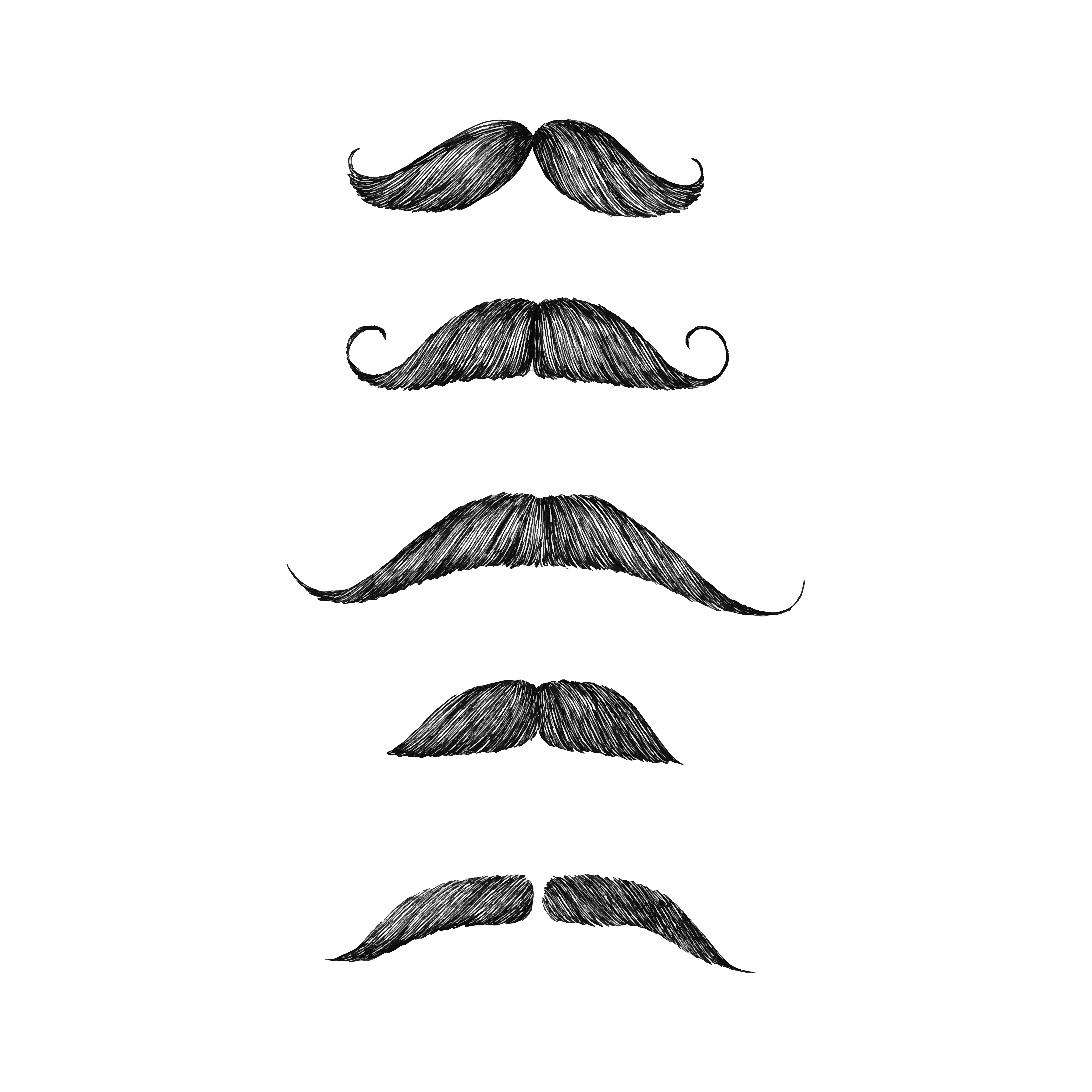 Hand drawn moustache isolated on white background - Download Free ... Hand drawn moustache isolated on white background - Download Free ...
