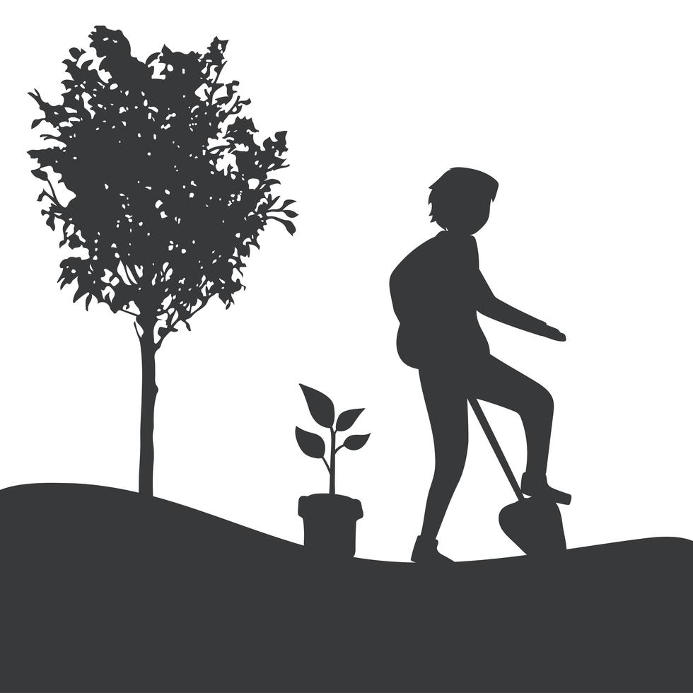 Silhouette Of A Man Gardening Vector Download Free Vectors Clipart Graphics And Vector Art