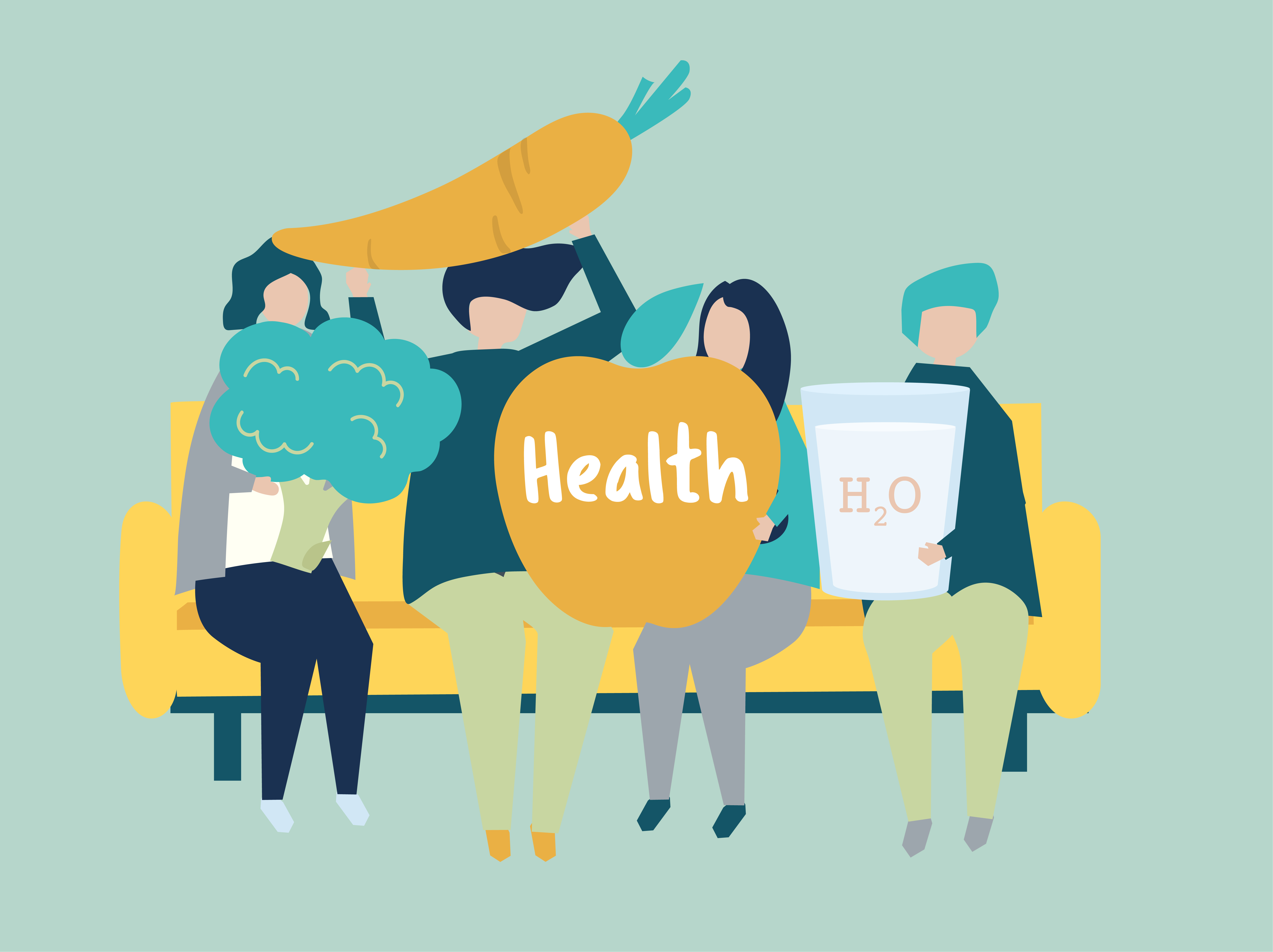 Characters of people holding health icons illustration - Download Free ... Characters of people holding health icons illustration - Download Free ...