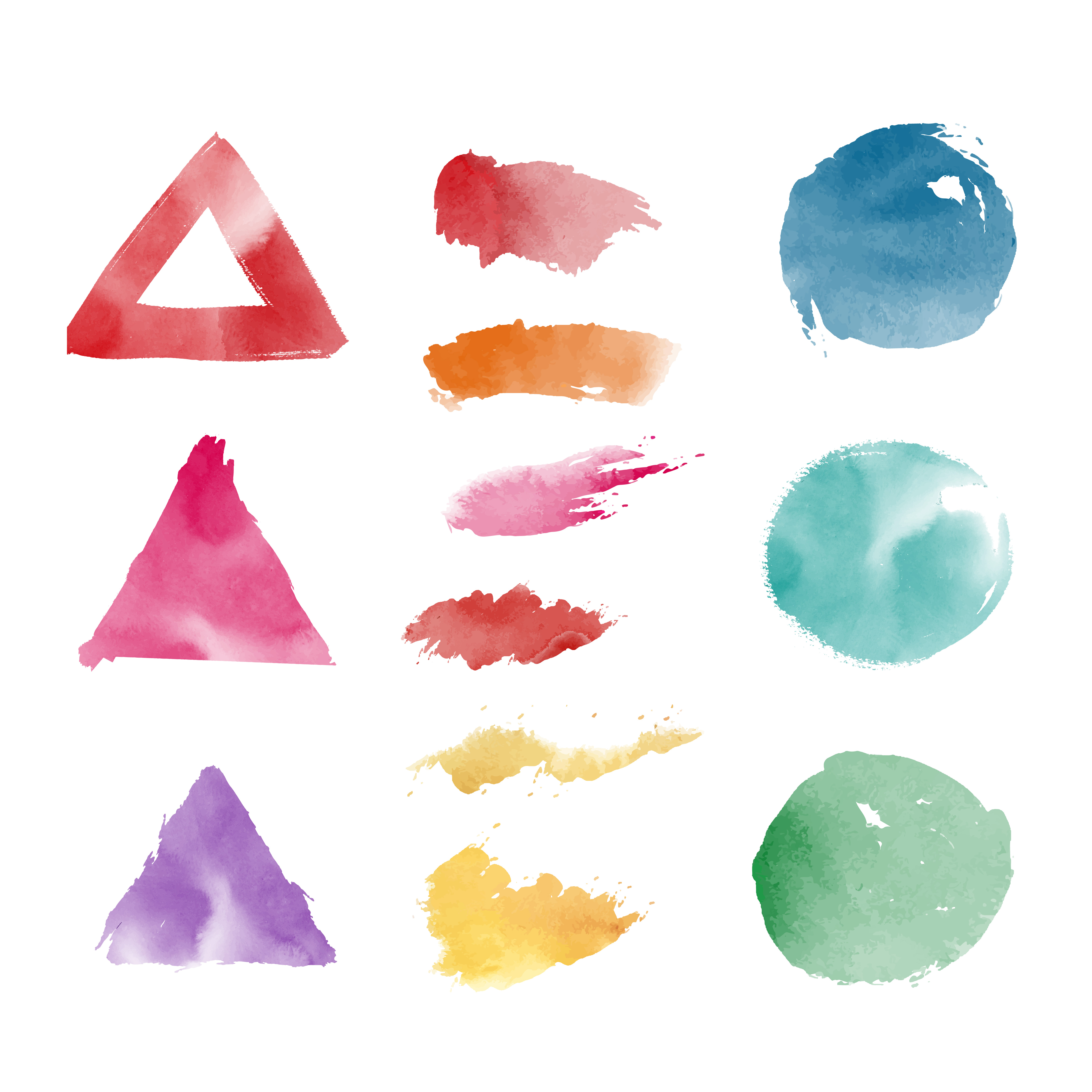 Watercolor Geometric Shapes Vector Set Download Free Vectors Clipart