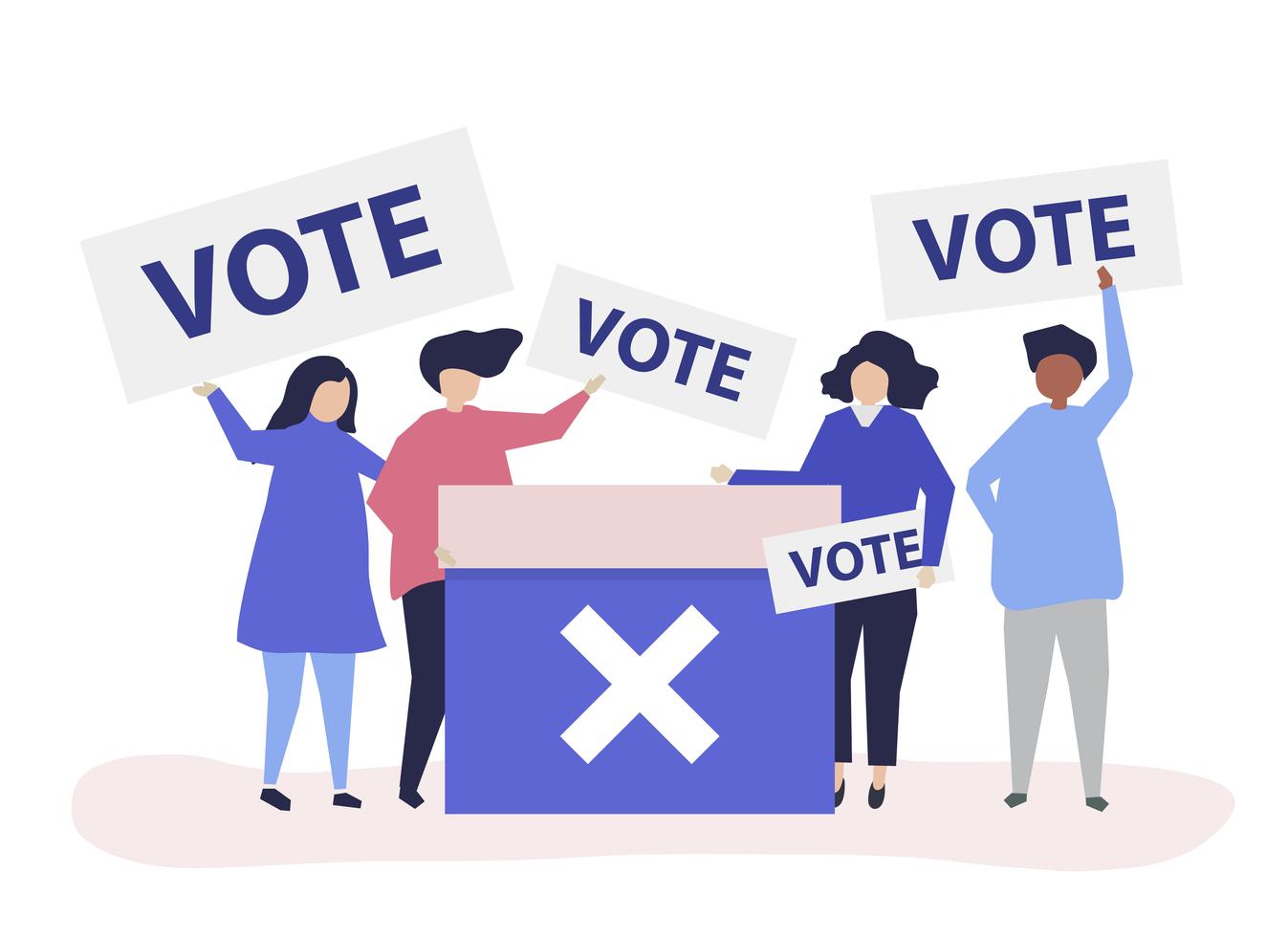 Ilustración De Personaje De Personas Con Iconos De Voto Descargar