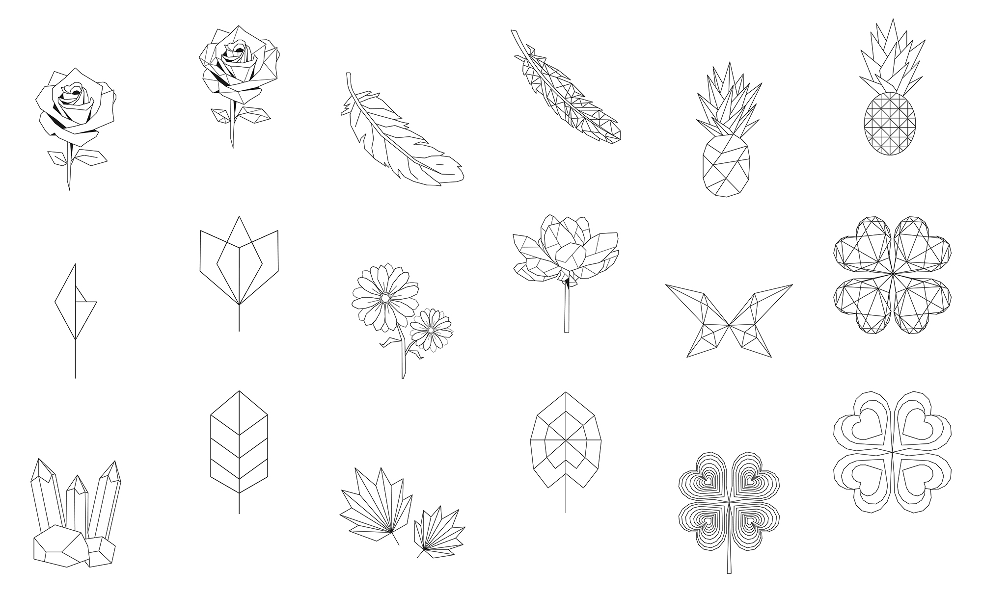 Set of nature linear illustration - Download Free Vectors, Clipart ...