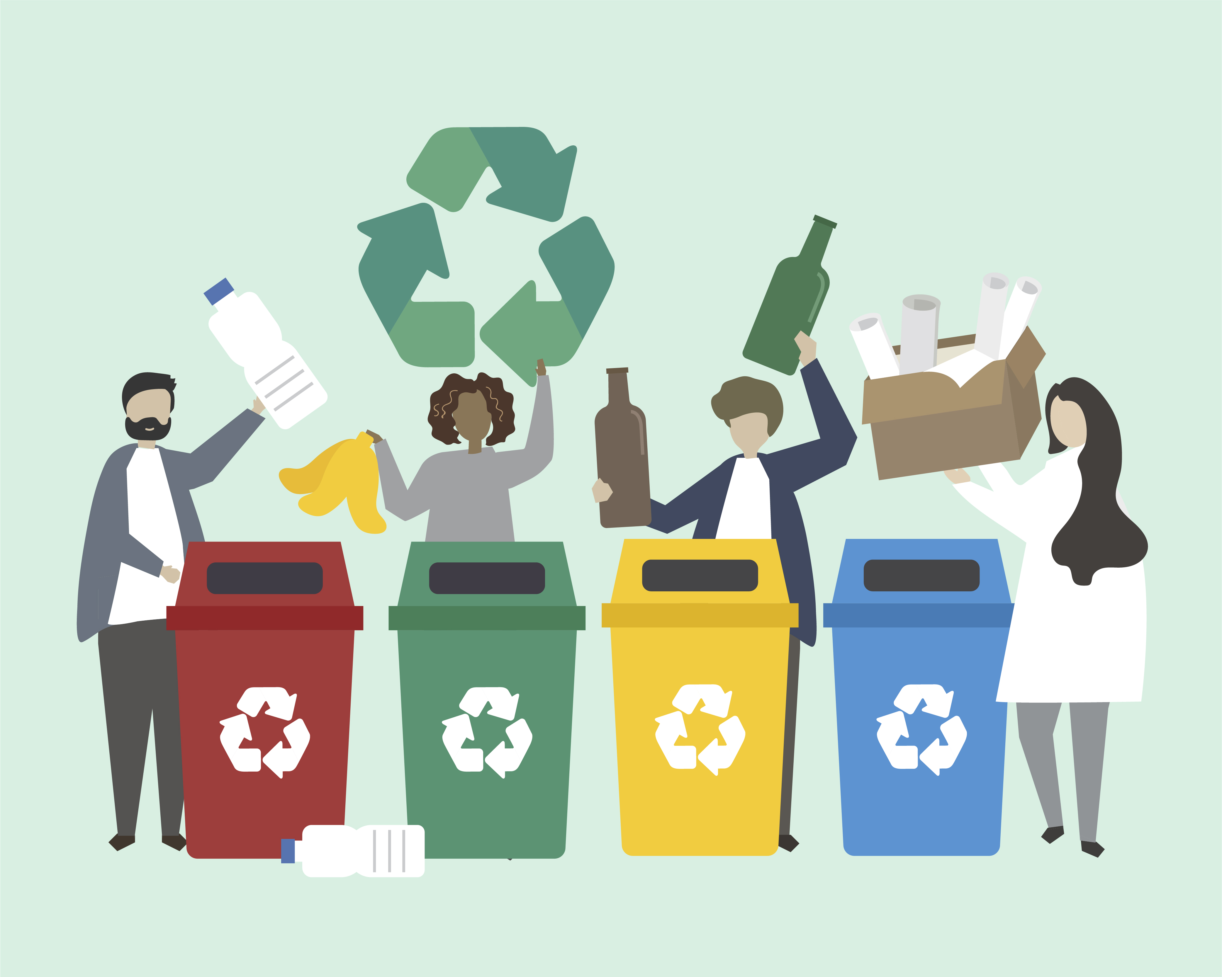 People sorting garbage into recycle bins illustration - Download Free ... People sorting garbage into recycle bins illustration - Download Free ...