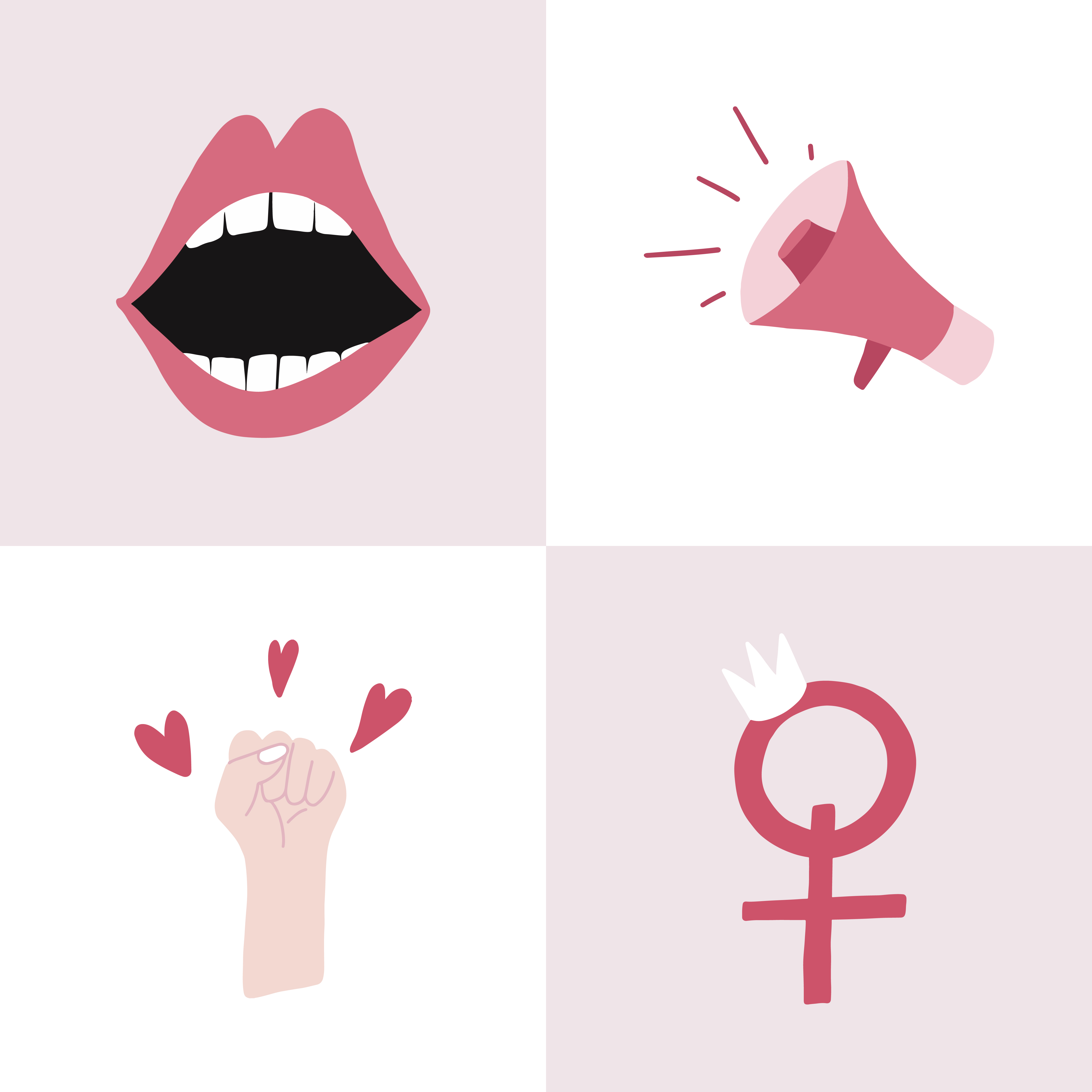 Set Of Pink Feminist Badge Vectors Download Free Vectors Clipart