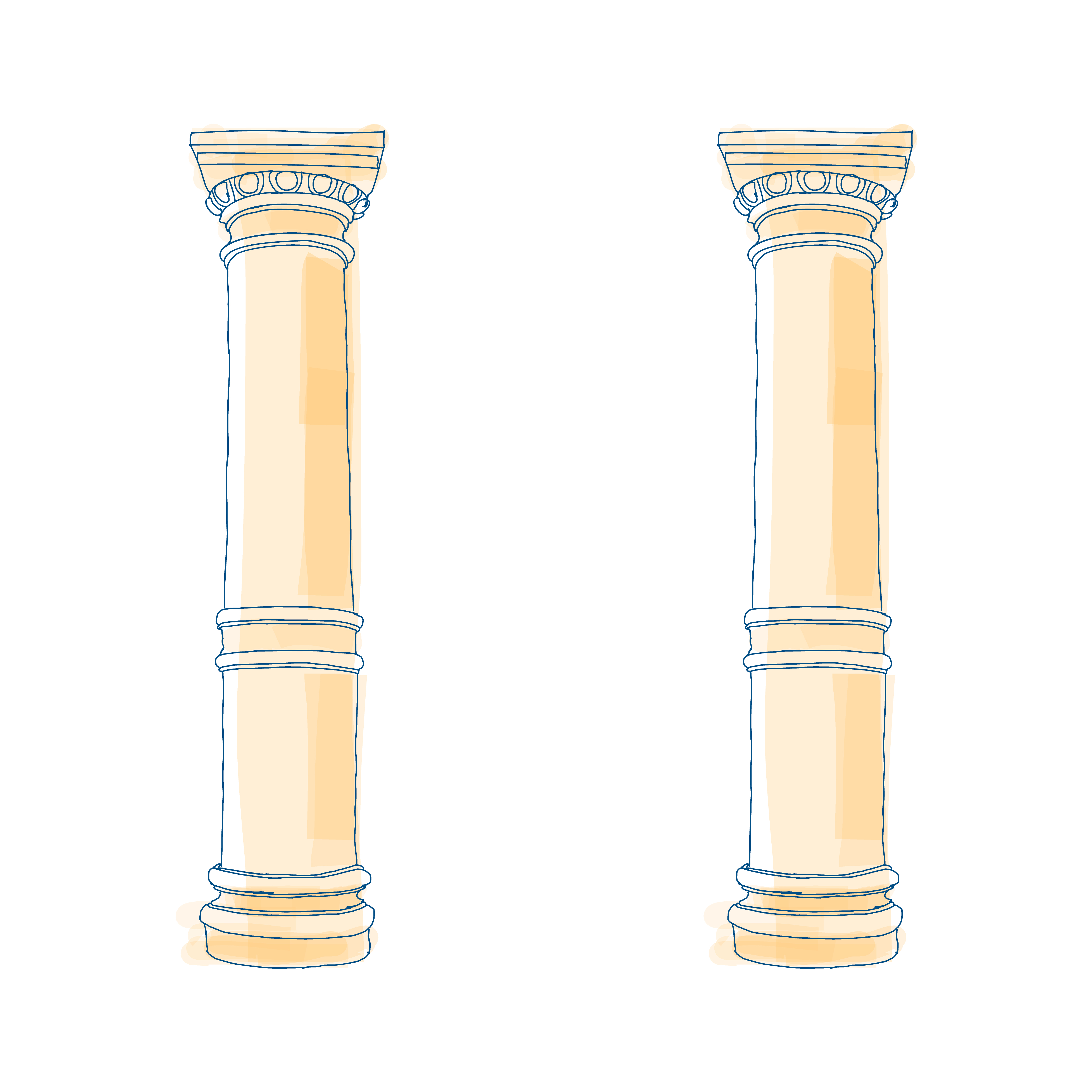 Stylized Greek Doodle Column Doric Ionic Corinthian Columns Vector
