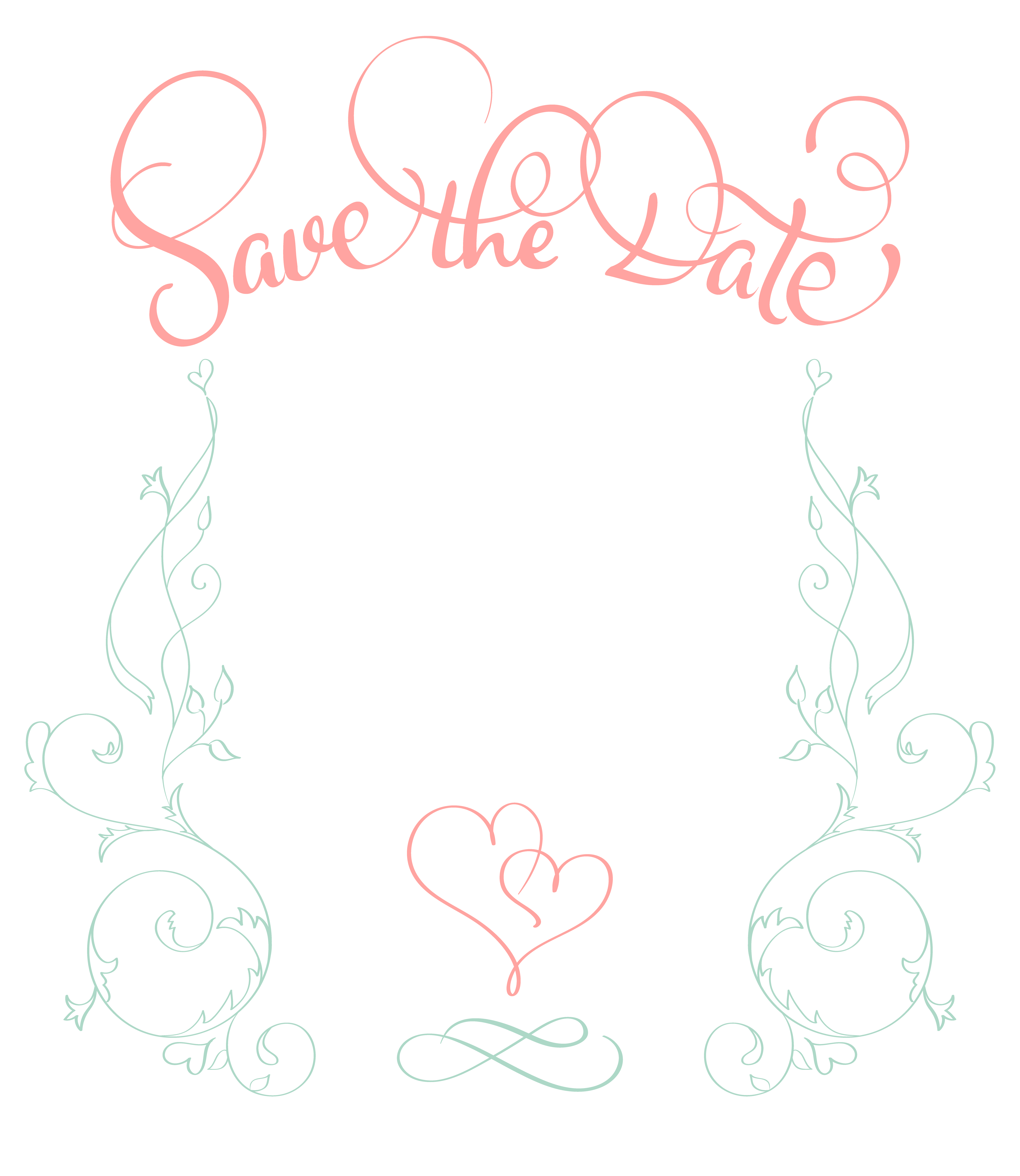 Save The Date Text With Vintage Frame On White Background Calligraphy Lettering Vector