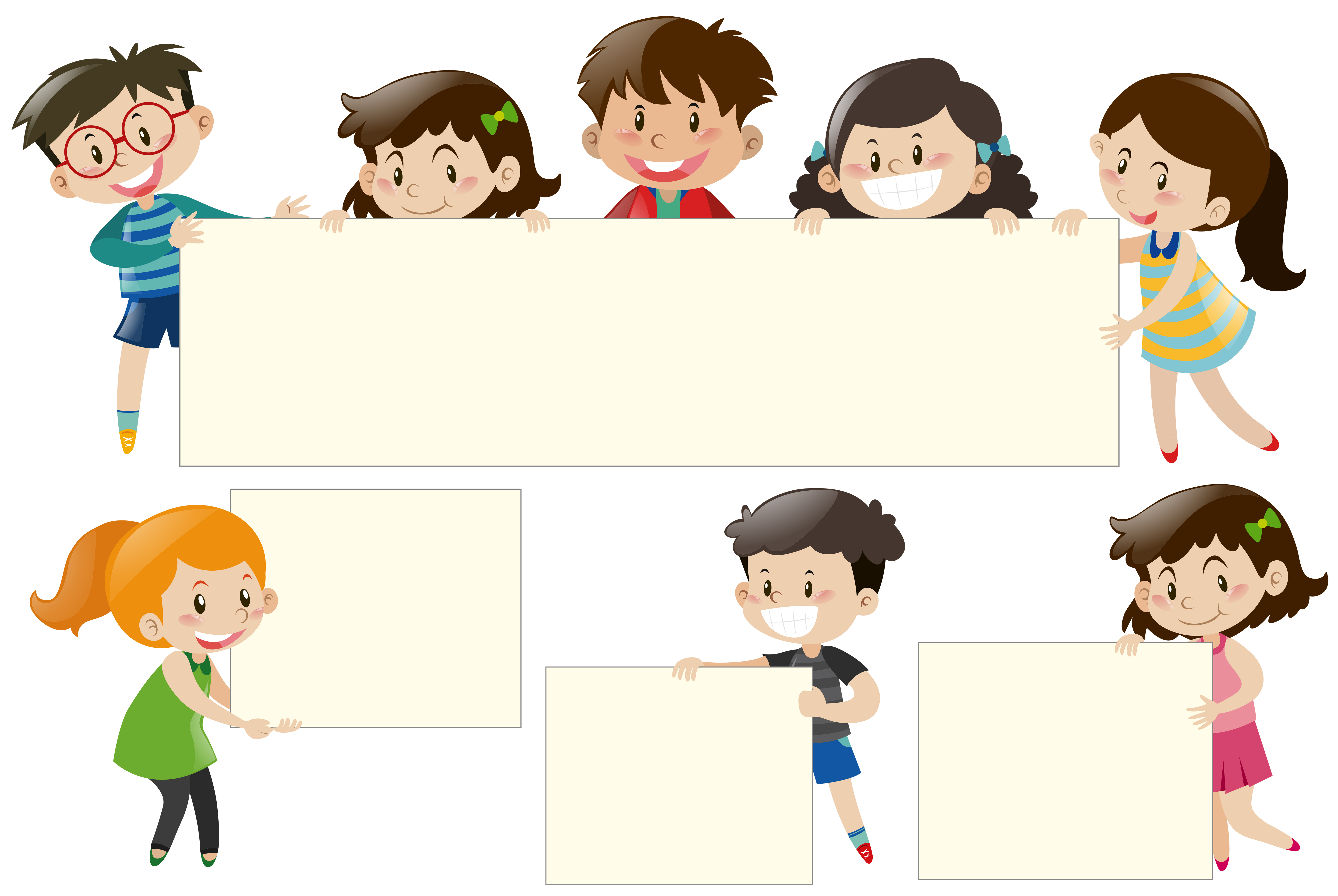 Children holding blank white boards 414526 Vector Art at Vecteezy