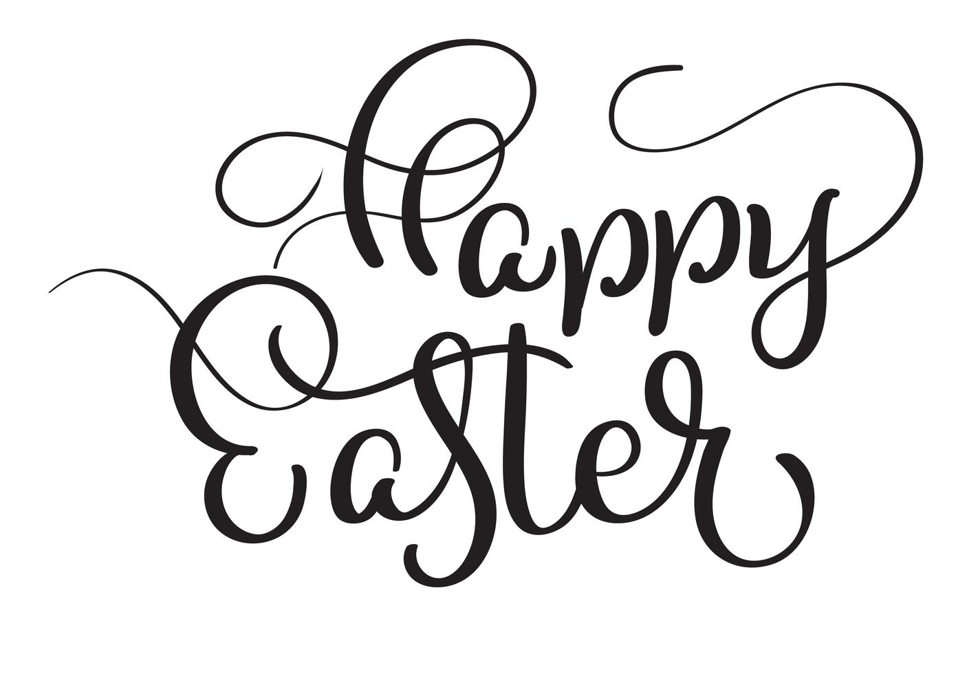 Happy Easter Words On White Background Calligraphy Lettering Vector happy-easter-words-on-white-background-calligraphy-lettering-vector