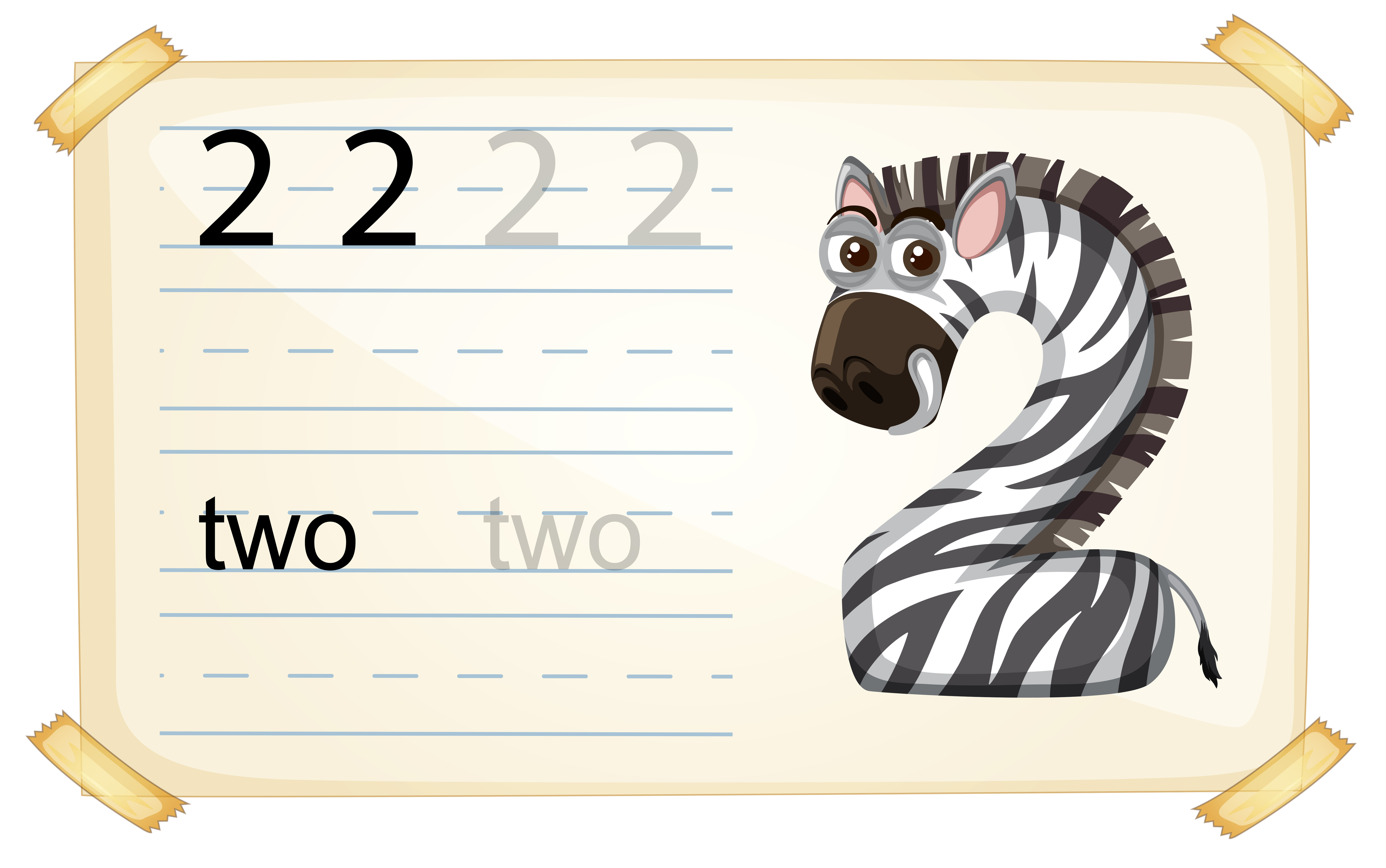 Zebra number two worksheet 417425 Vector Art at Vecteezy Zebra number two worksheet 417425 Vector Art at Vecteezy