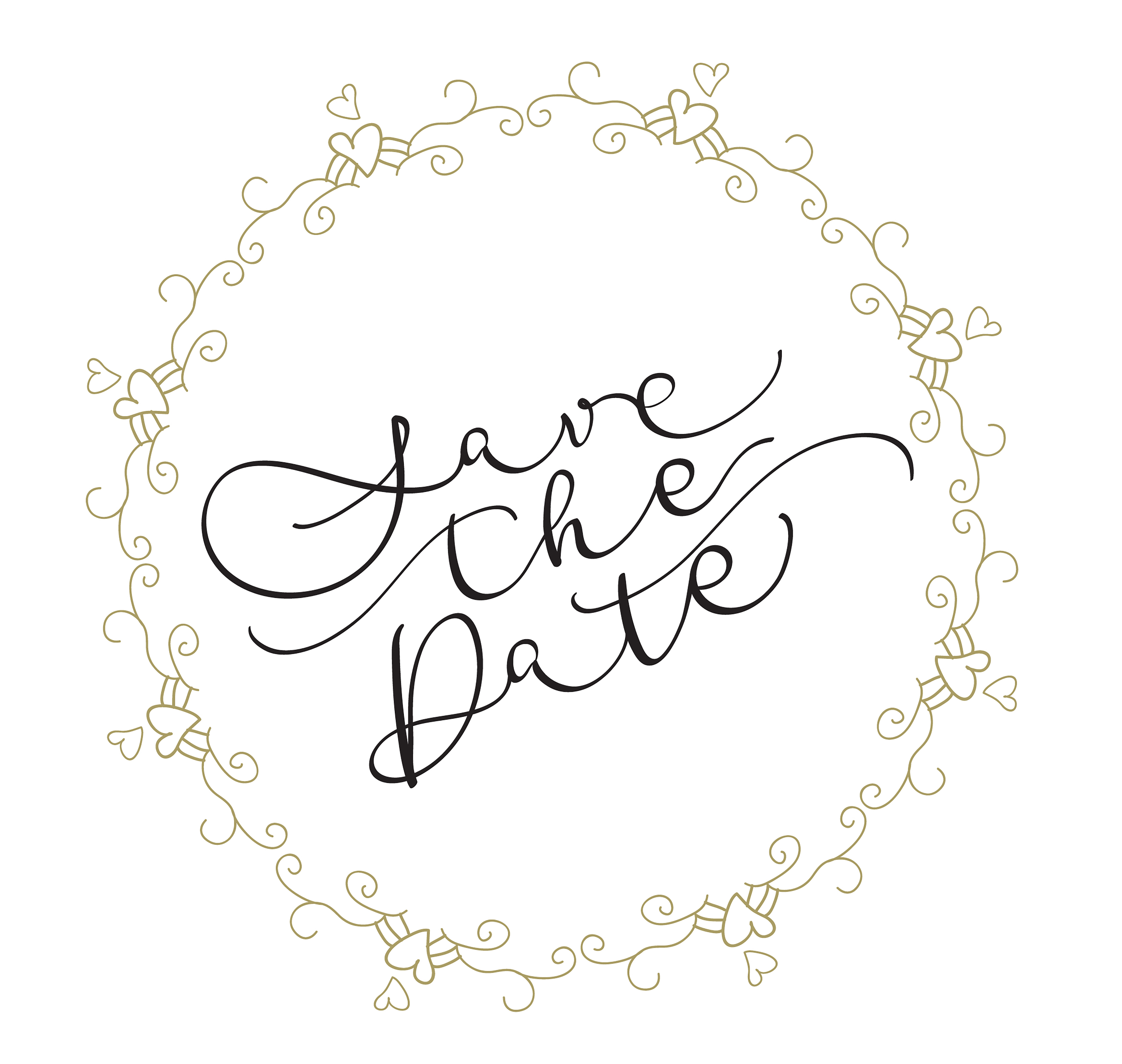 Save The Date Text In Frame On White Background Calligraphy Lettering Vector Illustration Eps10