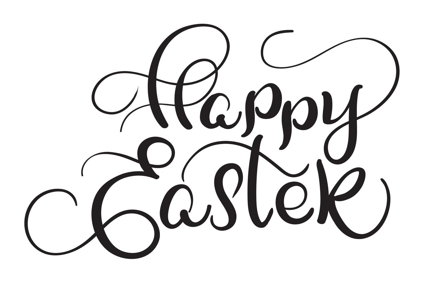 Happy Easter Words On White Background Calligraphy Lettering Vector happy-easter-words-on-white-background-calligraphy-lettering-vector