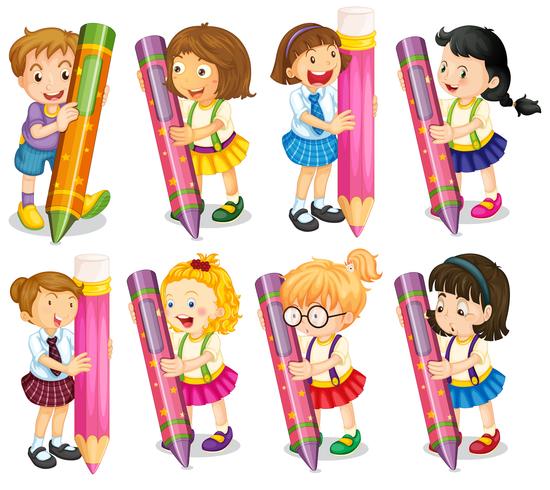 Kids with pencils 418480 Vector Art at Vecteezy