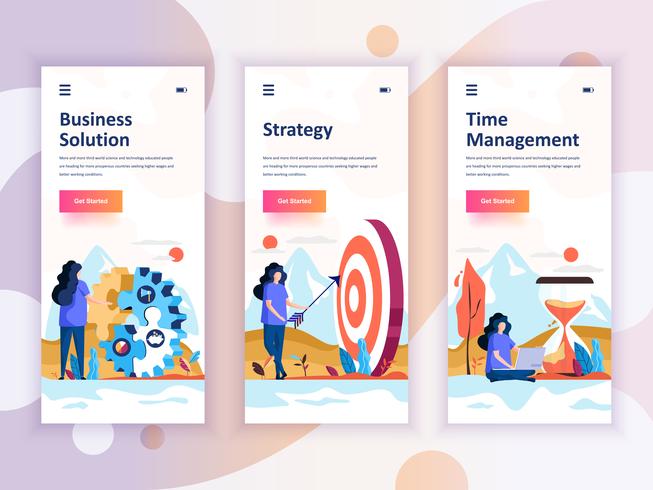 Set Of Onboarding Screens User Interface Kit For Solution Strategy Time Management Mobile App