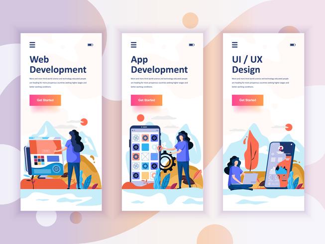 Set Of Onboarding Screens User Interface Kit For Web And App Development Ui Design Mobile App