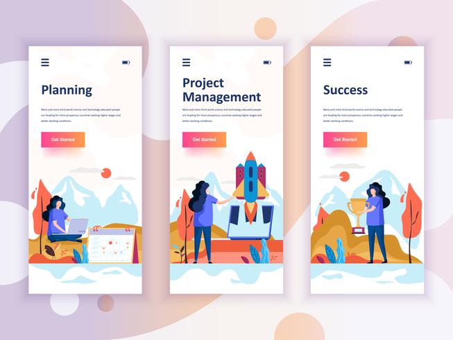 Set Of Onboarding Screens User Interface Kit For Planning Startup
