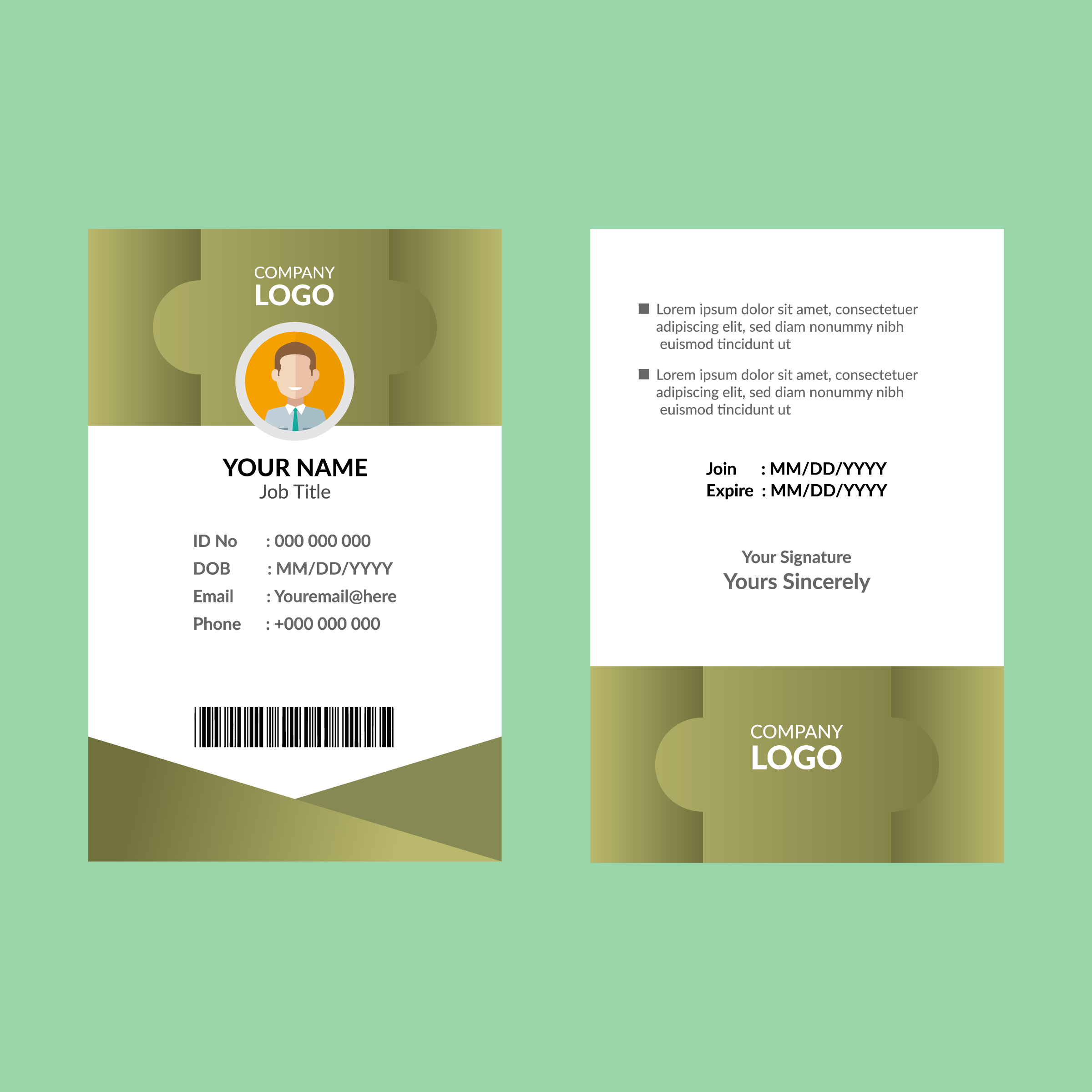Olive ID card 7 425219 Vector Art at Vecteezy
