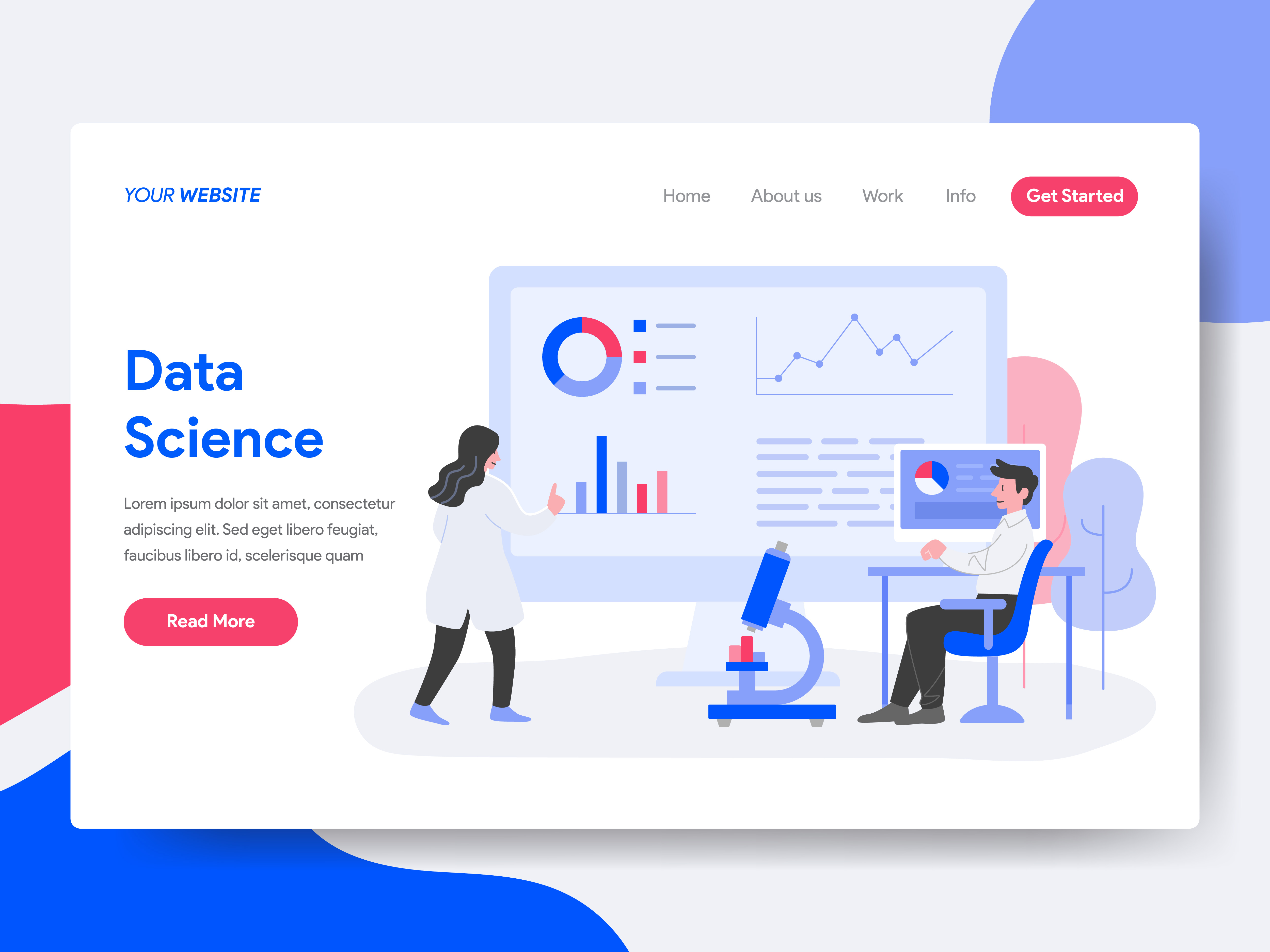 Landing page template of Data Science Illustration Concept. Isometric ...