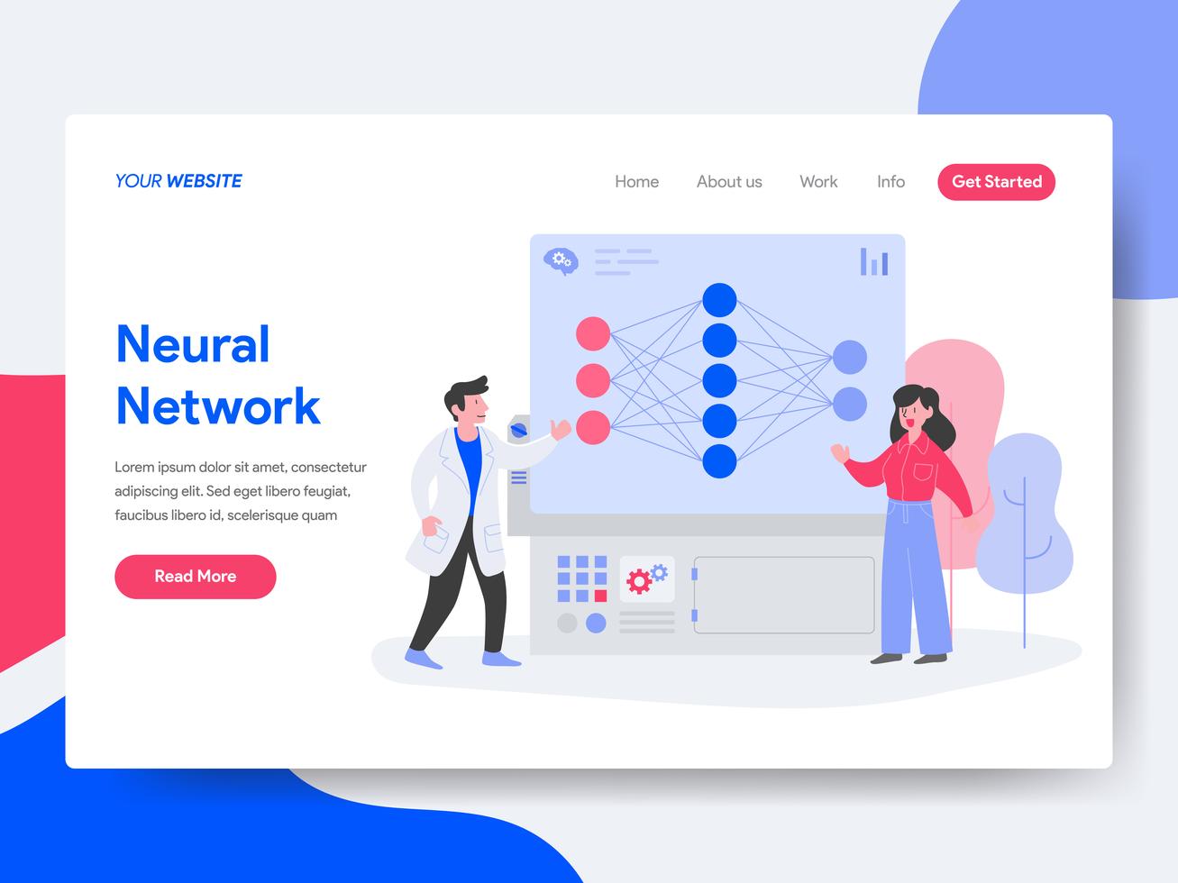 Landing page template of Neural Network Illustration Concept. Isometric ...