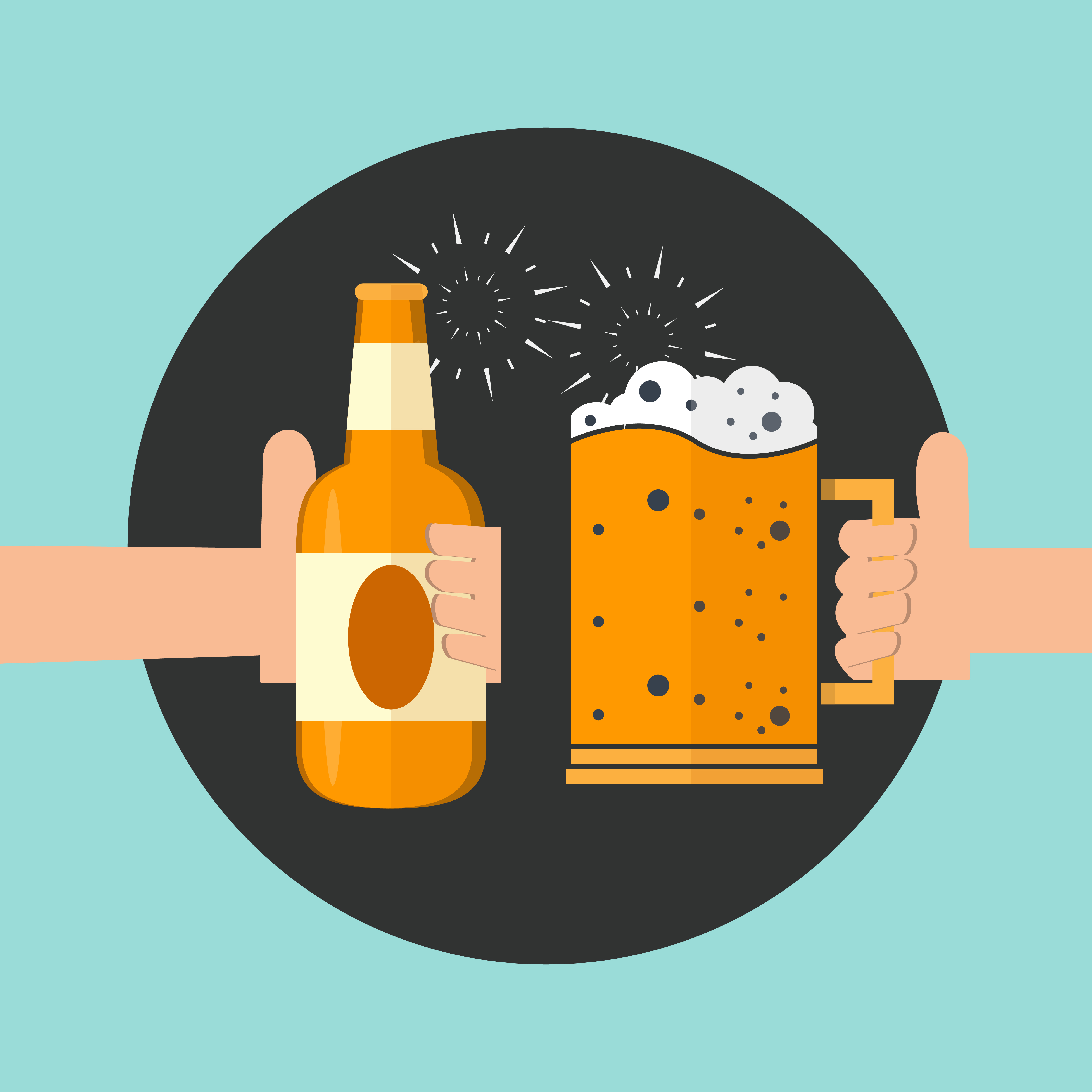 Two Hands Holding The Toasting Foamy Beer Glasses Icon 426328 Vector
