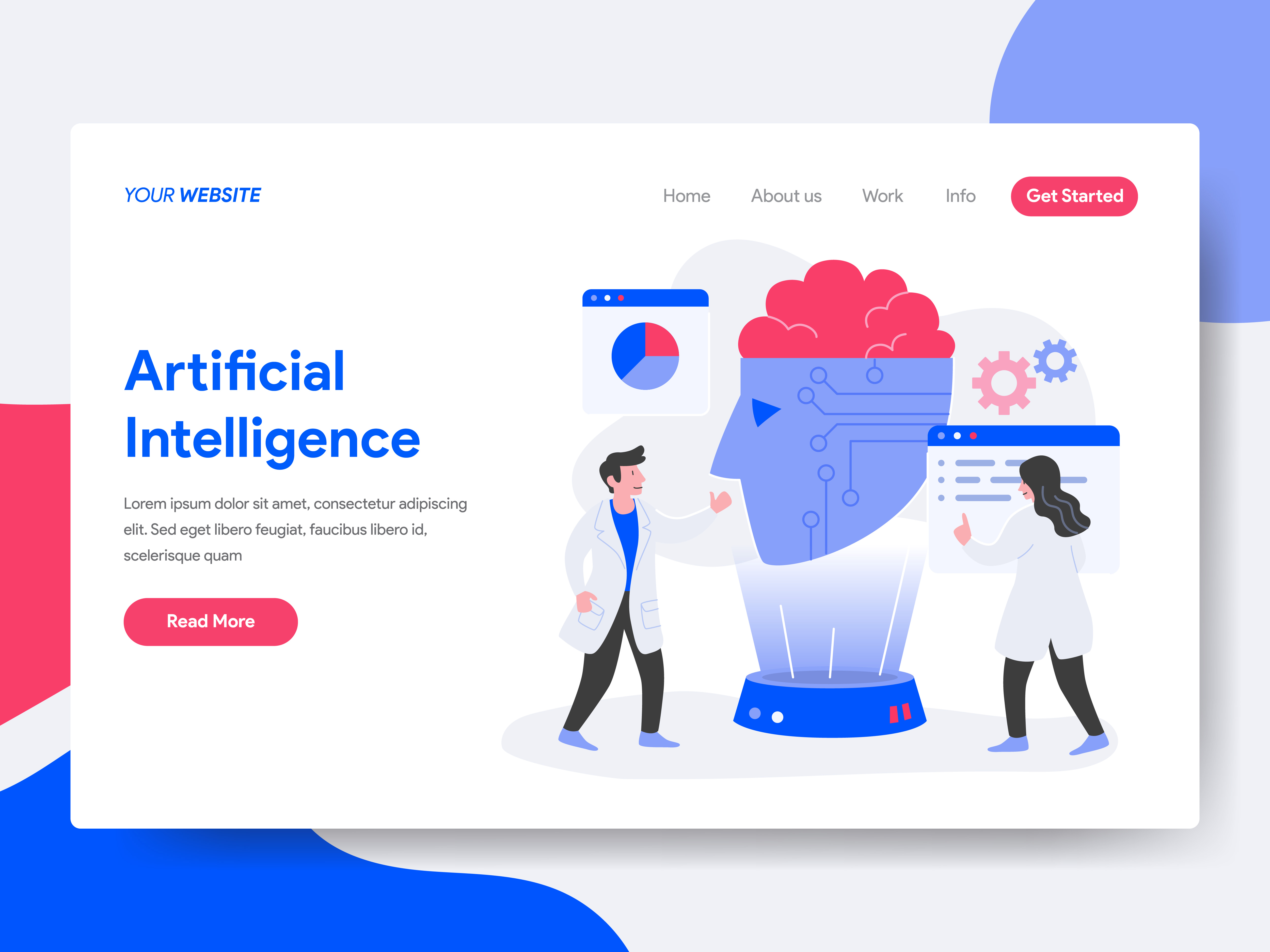 Landing page template of Artificial Intelligence Illustration Concept ... Landing page template of Artificial Intelligence Illustration Concept ...