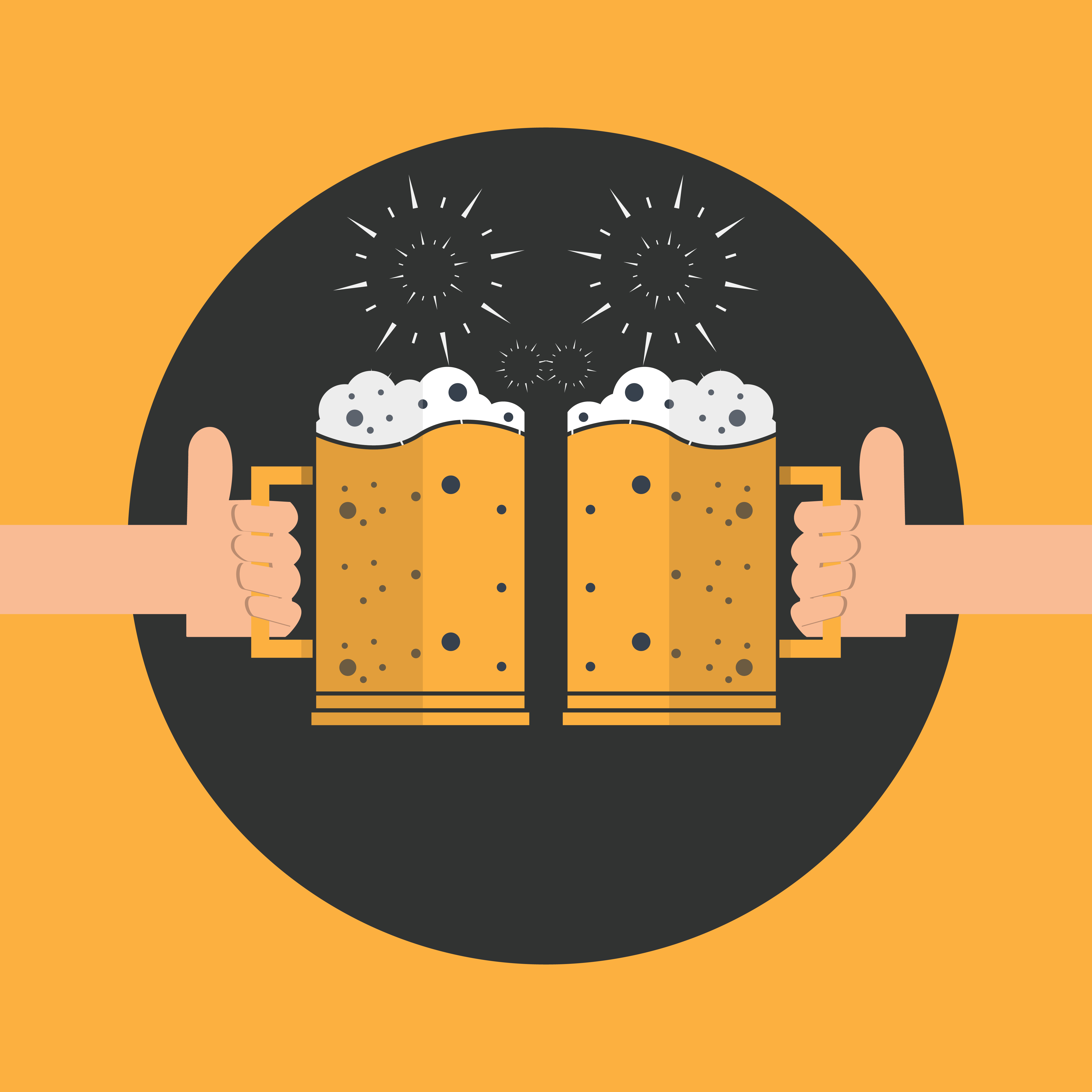 Two Hands Holding The Toasting Foamy Beer Glasses Icon 426504 Vector