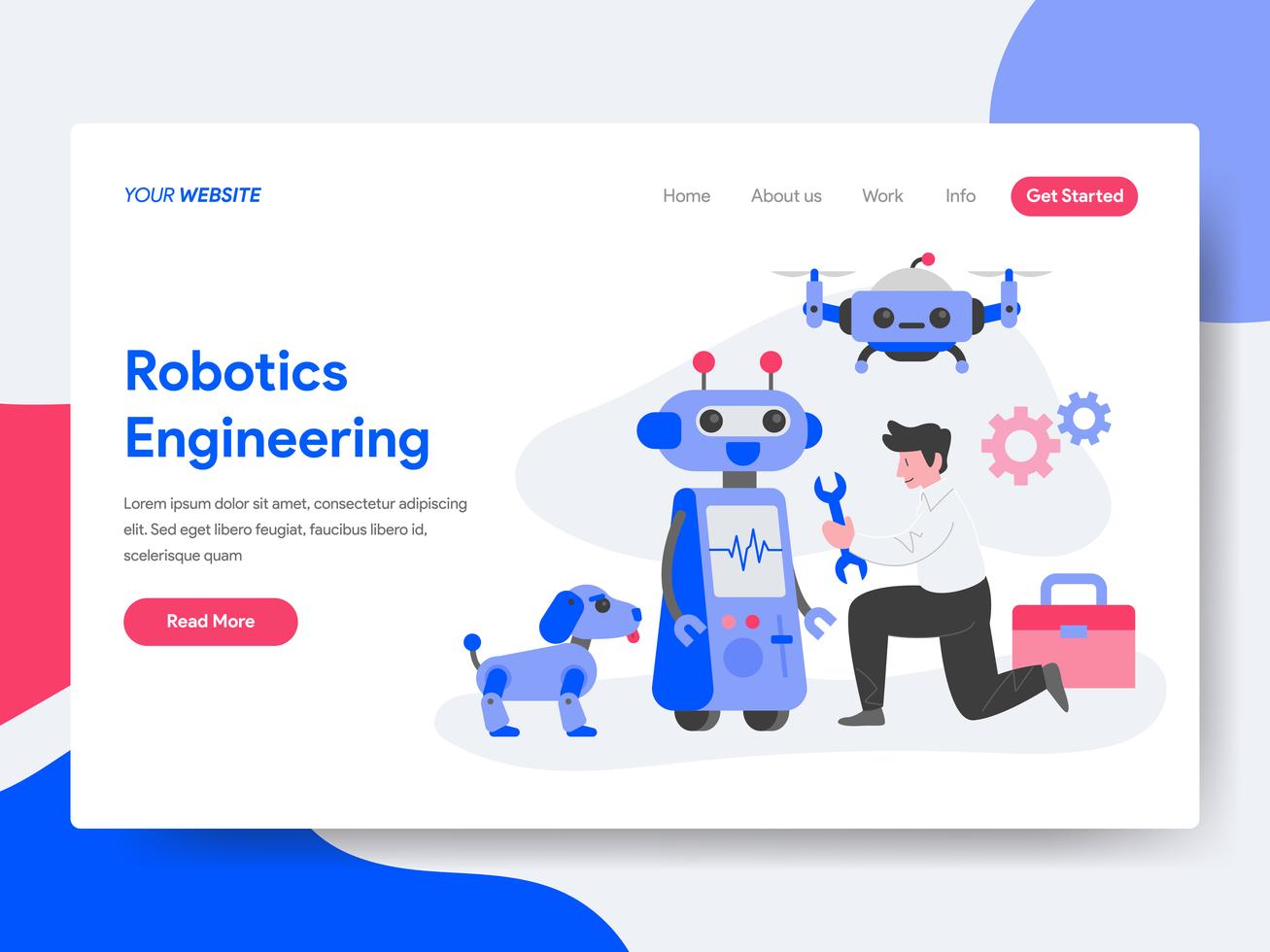 Landing page template of Robotics Engineering Illustration Concept ...