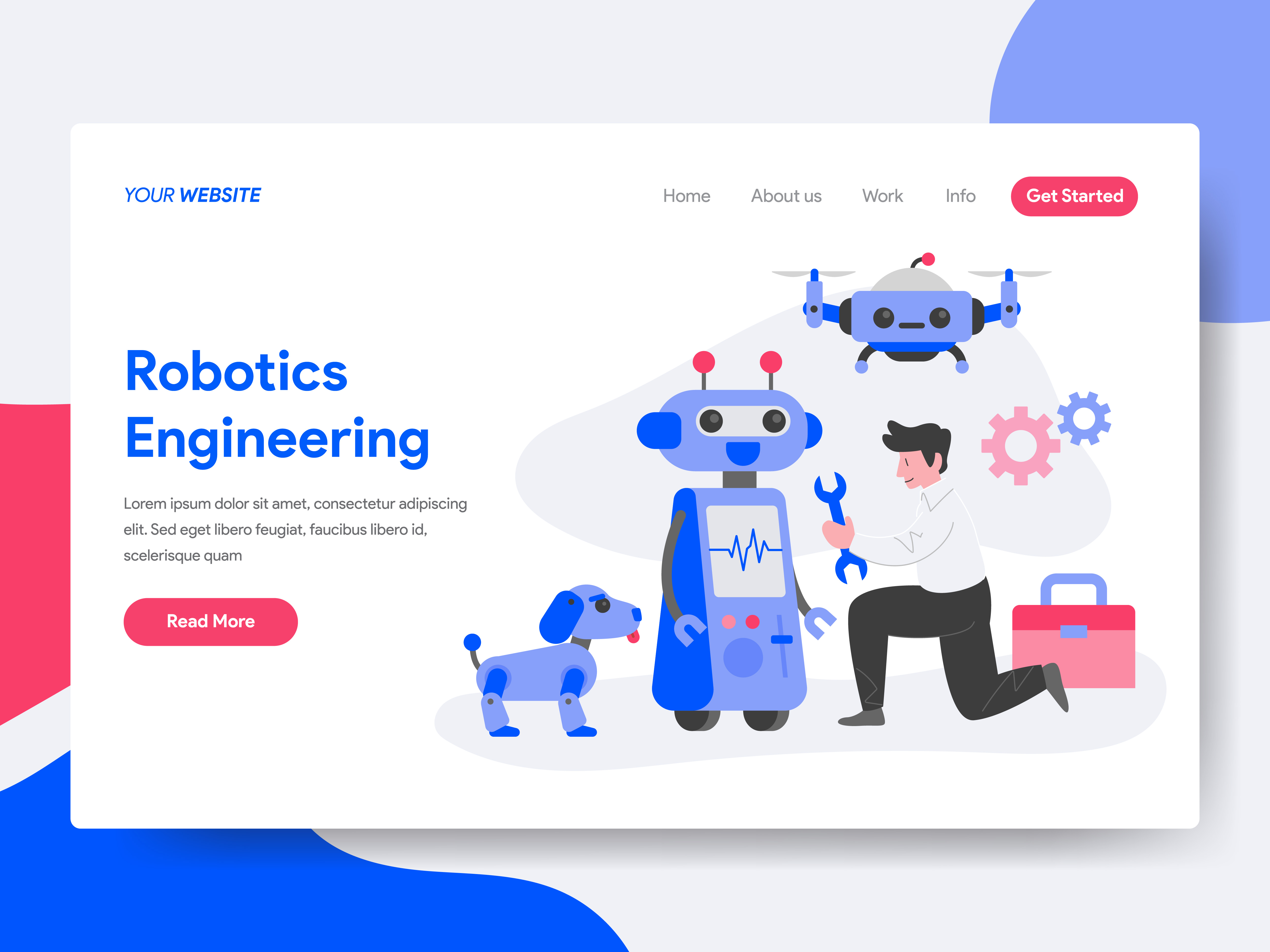 Landing page template of Robotics Engineering Illustration Concept ... Landing page template of Robotics Engineering Illustration Concept ...