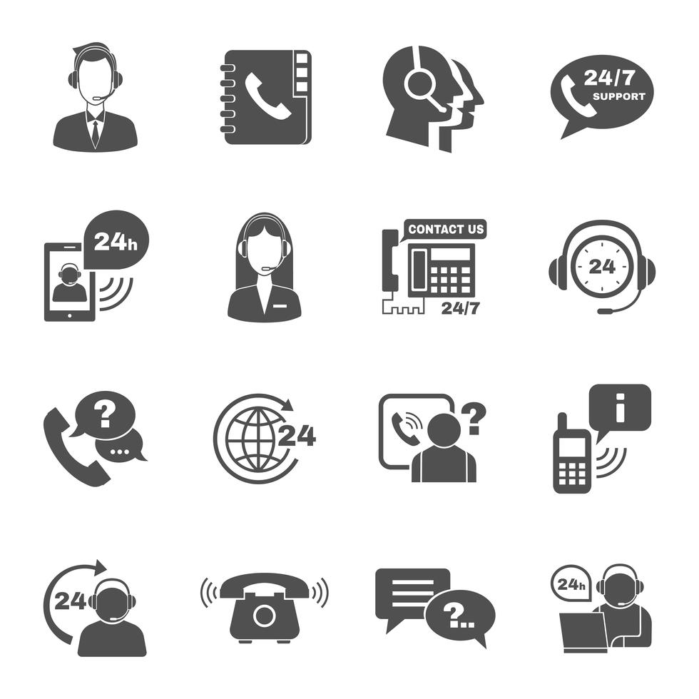 Support contact call center icons set 427041 Vector Art at Vecteezy