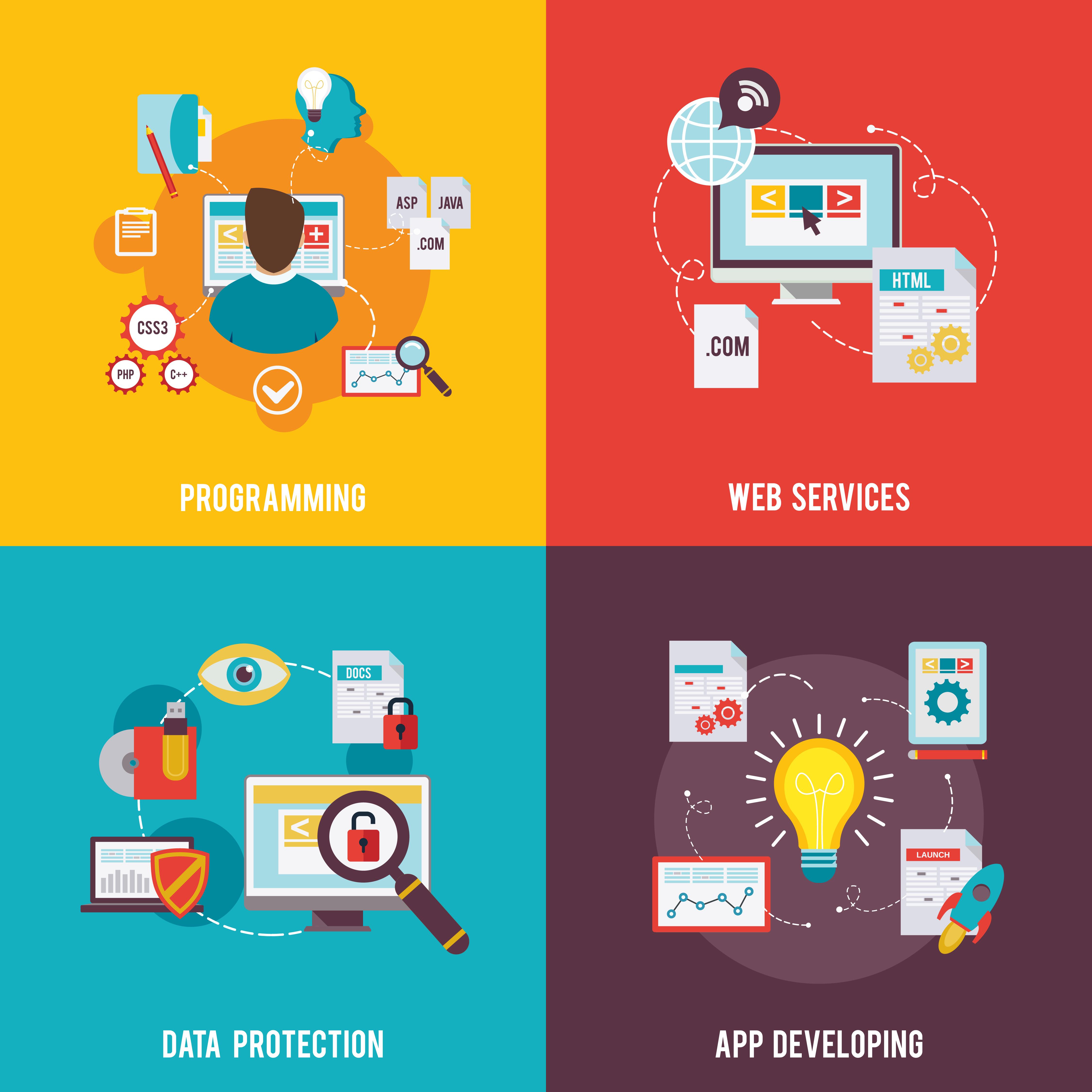 Programmer Icon Flat 427947 Vector Art at Vecteezy