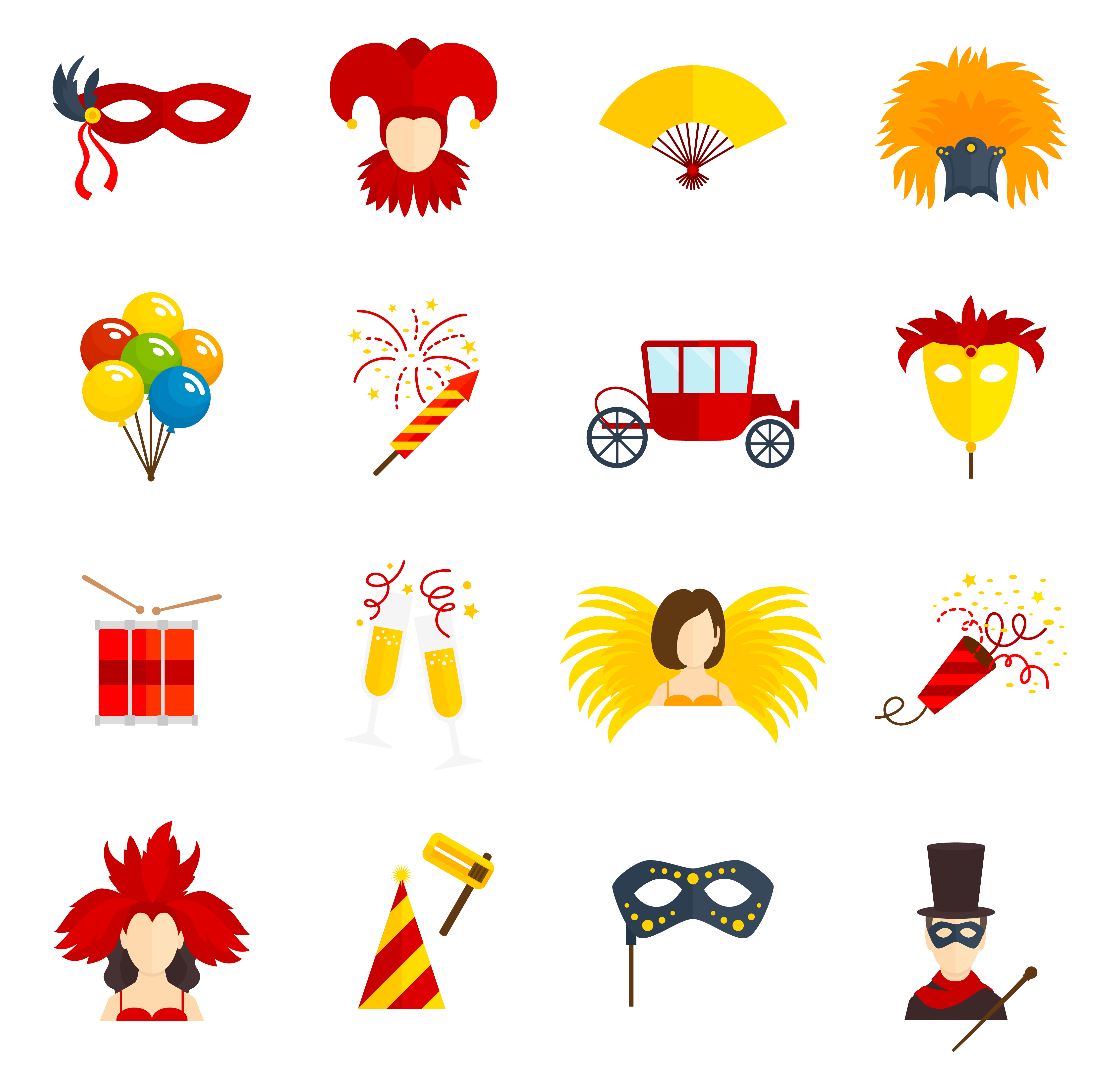 Carnival icons set flat 428691 Vector Art at Vecteezy Carnival icons set flat 428691 Vector Art at Vecteezy