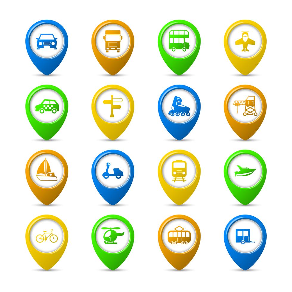 Navigation pins set 429607 Vector Art at Vecteezy