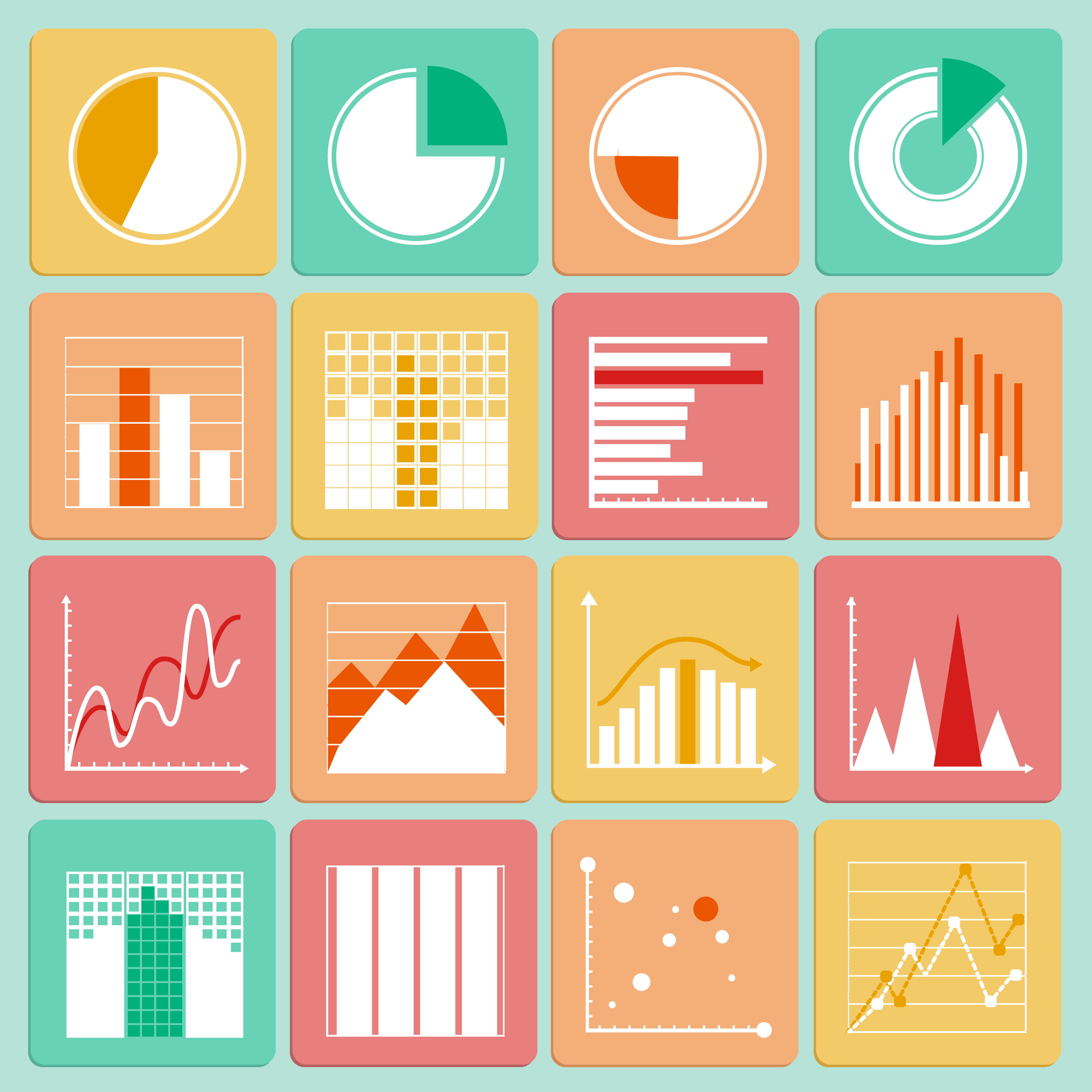 Icons set of business presentation charts and graphs 429796 Vector Art ...