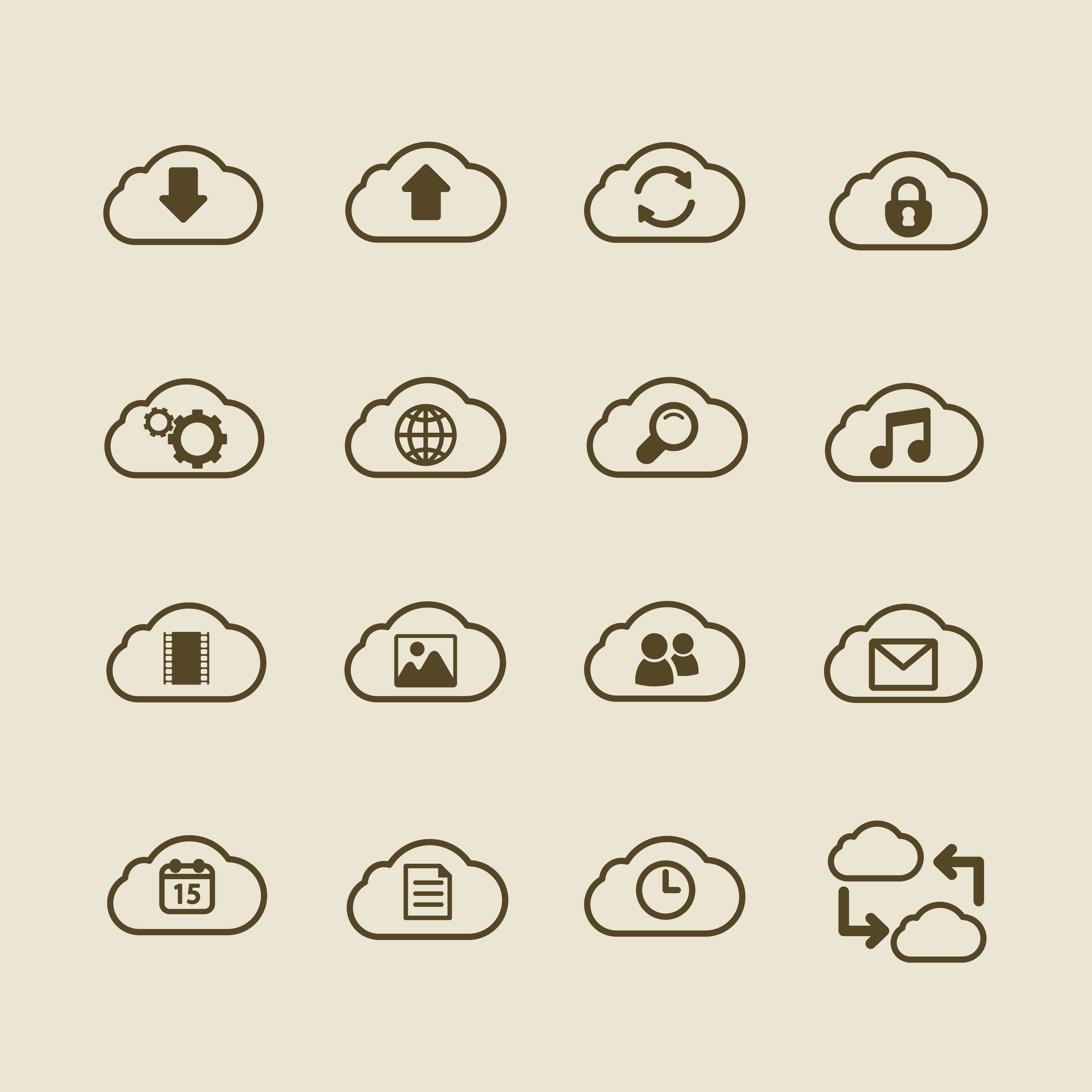 Generic cloud computing iconset, contour flat 430151 Vector Art at Vecteezy