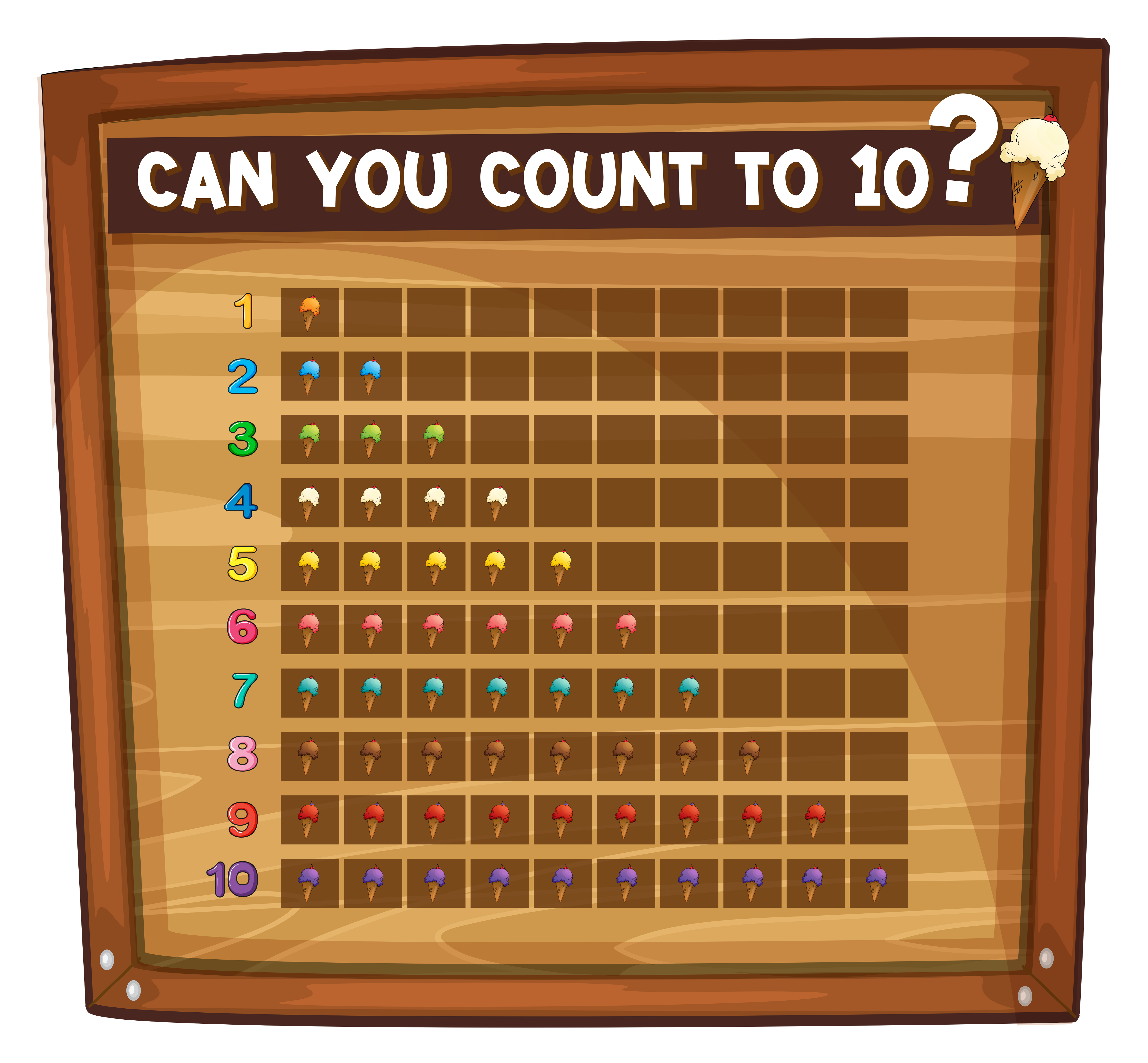 Math worksheet for counting to ten with icecream 431851 Vector Art at ...