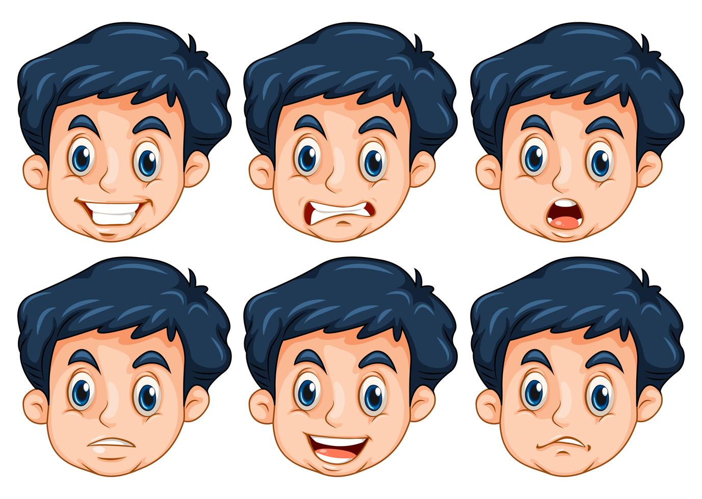 Man with six different emotions 432372 Vector Art at Vecteezy