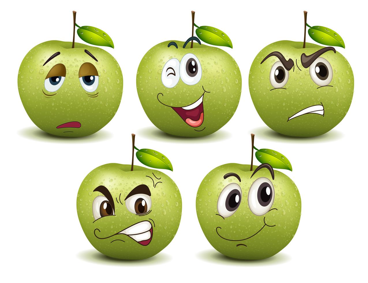 Green apples with different emotions 432508 Vector Art at Vecteezy