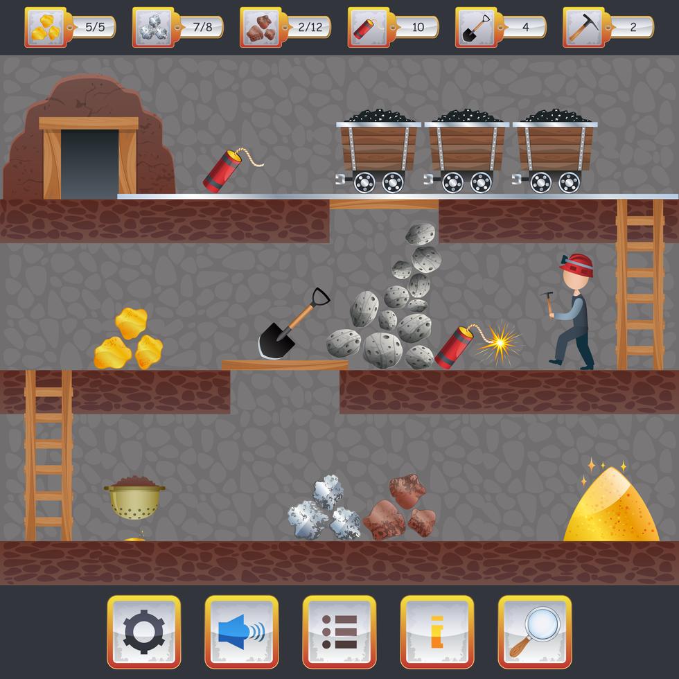 Mining Game Interface 434732 Vector Art at Vecteezy