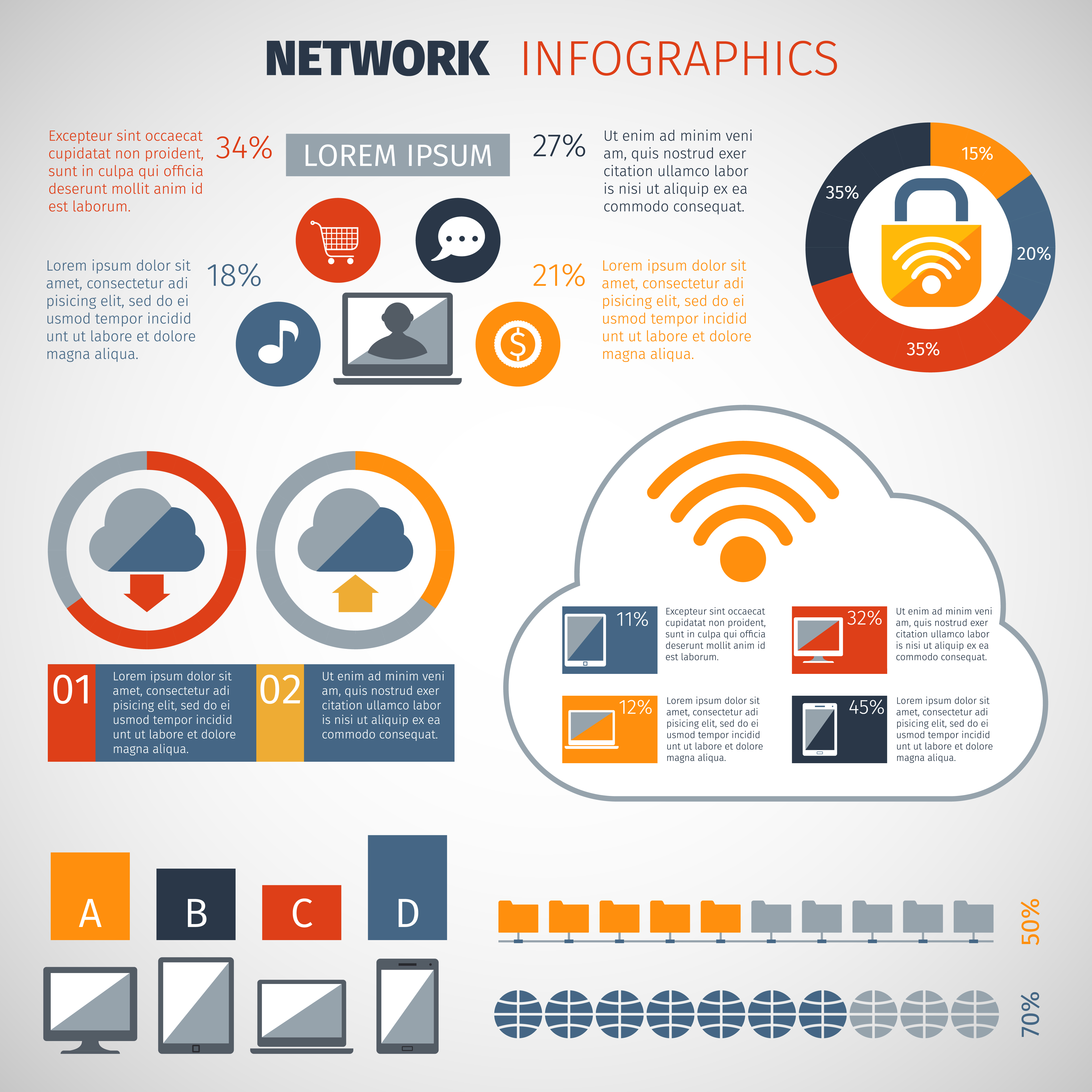 Network Infographics Set 434787 Vector Art at Vecteezy