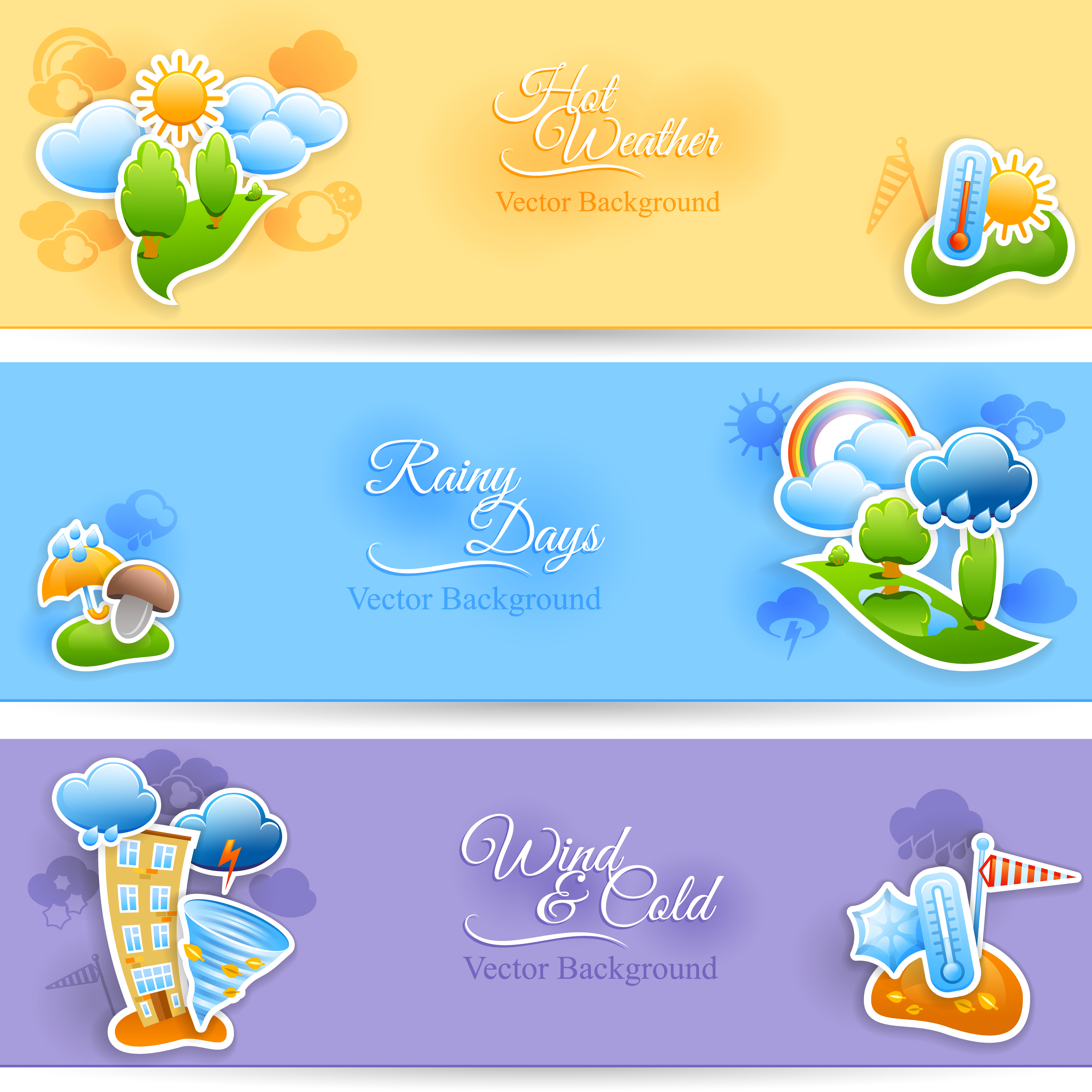 Weather background banners set 434812 Vector Art at Vecteezy