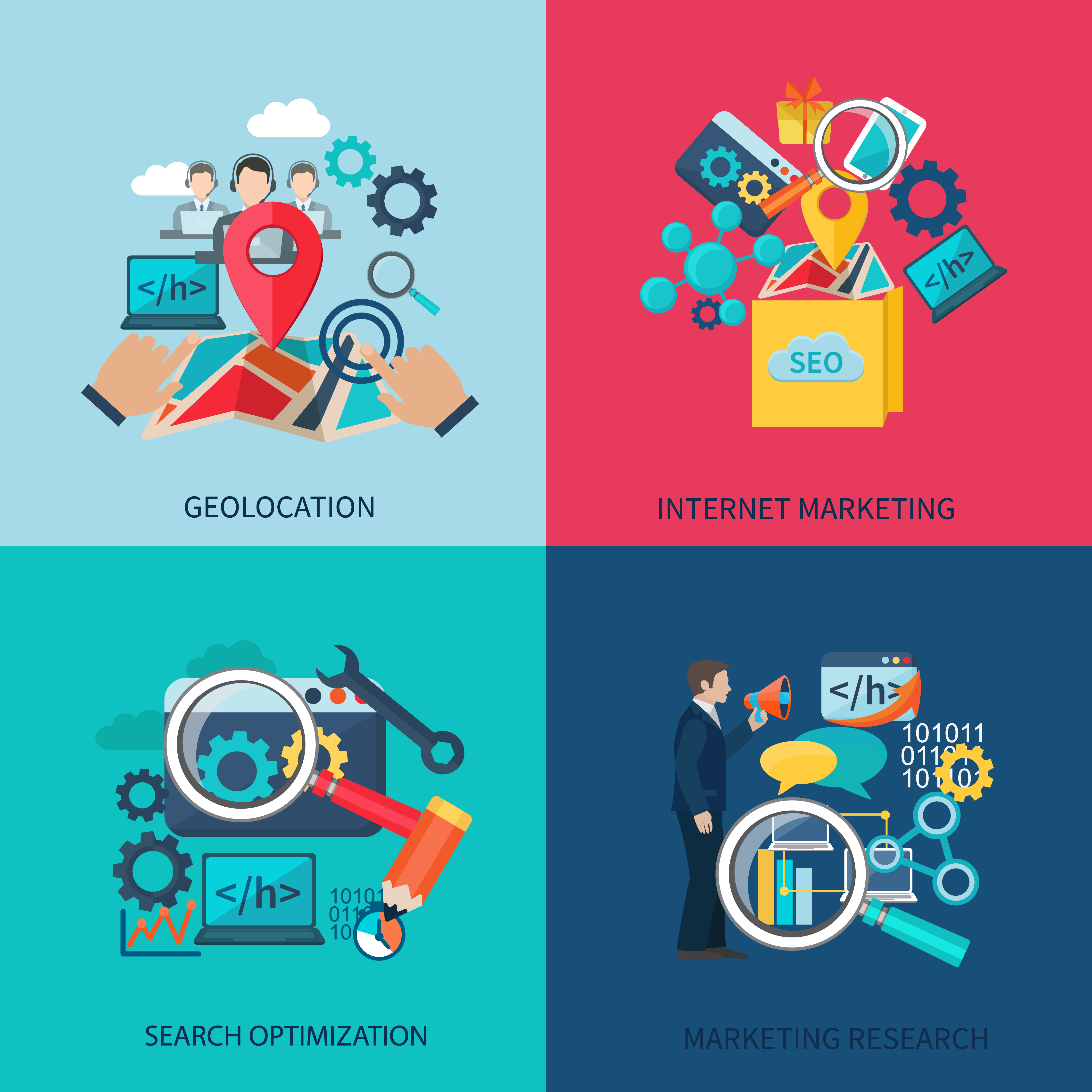 Seo Marketing Flat Icons 435068 Vector Art at Vecteezy Seo Marketing Flat Icons 435068 Vector Art at Vecteezy