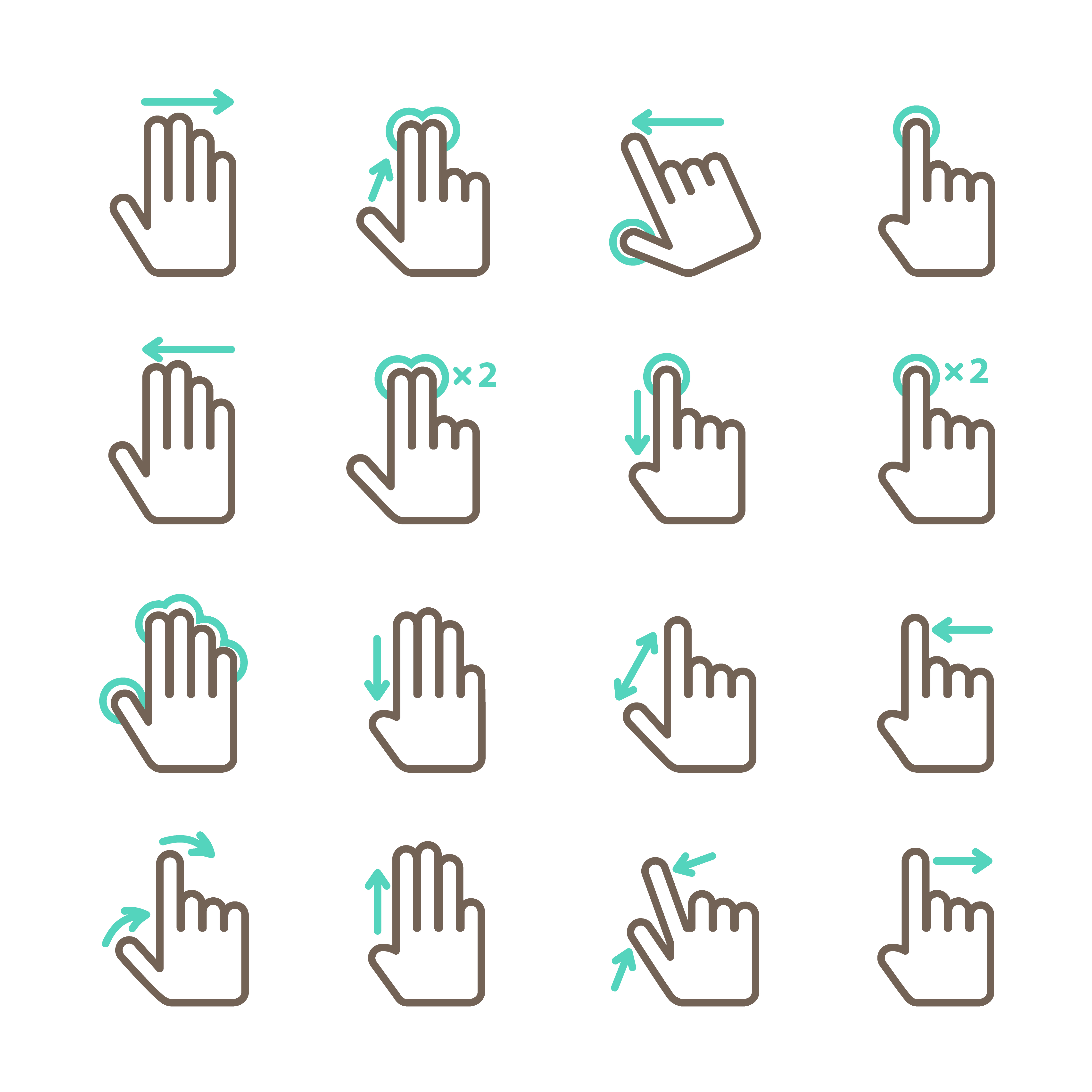 Hand touch gestures icons set 435354 Vector Art at Vecteezy