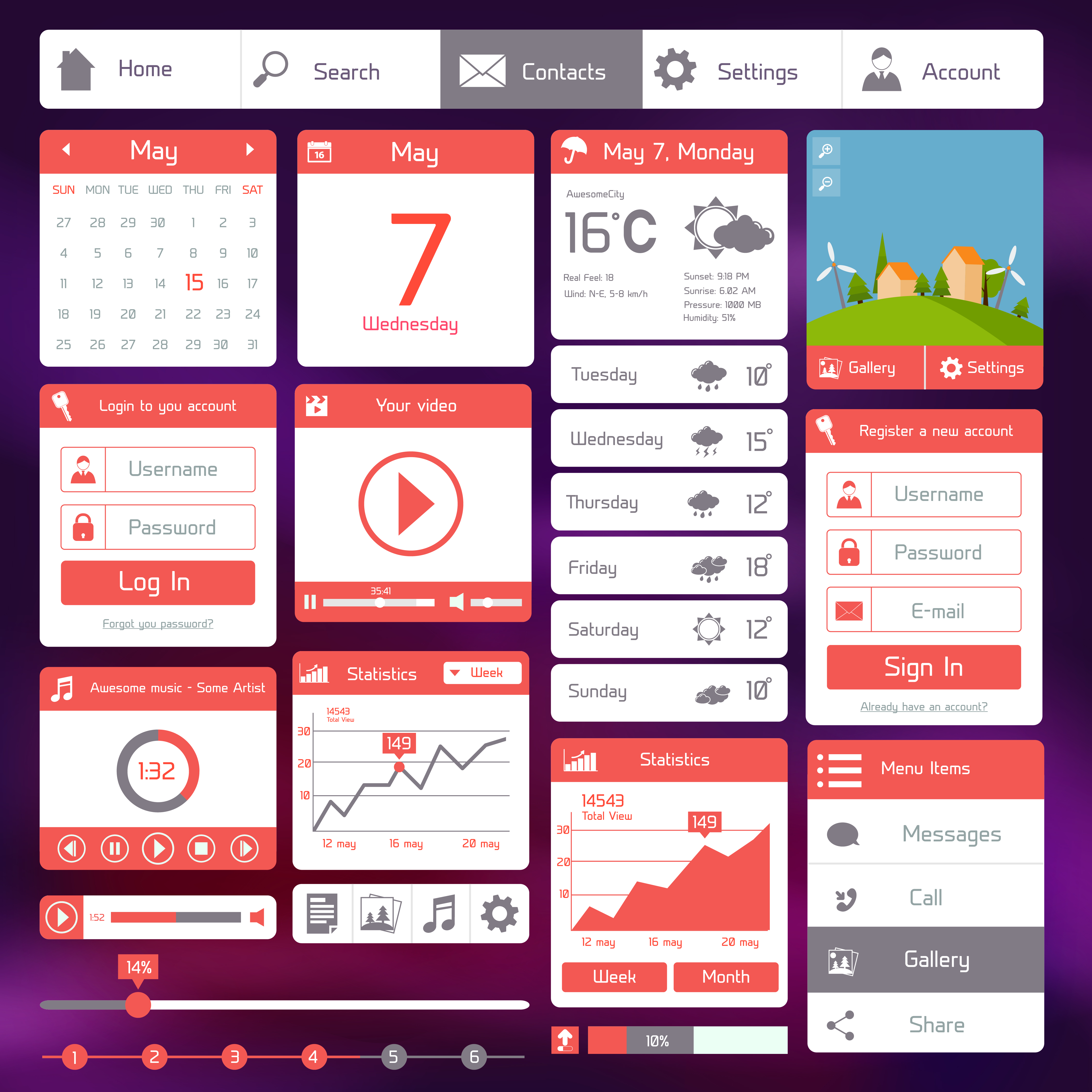 Flat user interface template 436149 Vector Art at Vecteezy Flat user interface template 436149 Vector Art at Vecteezy