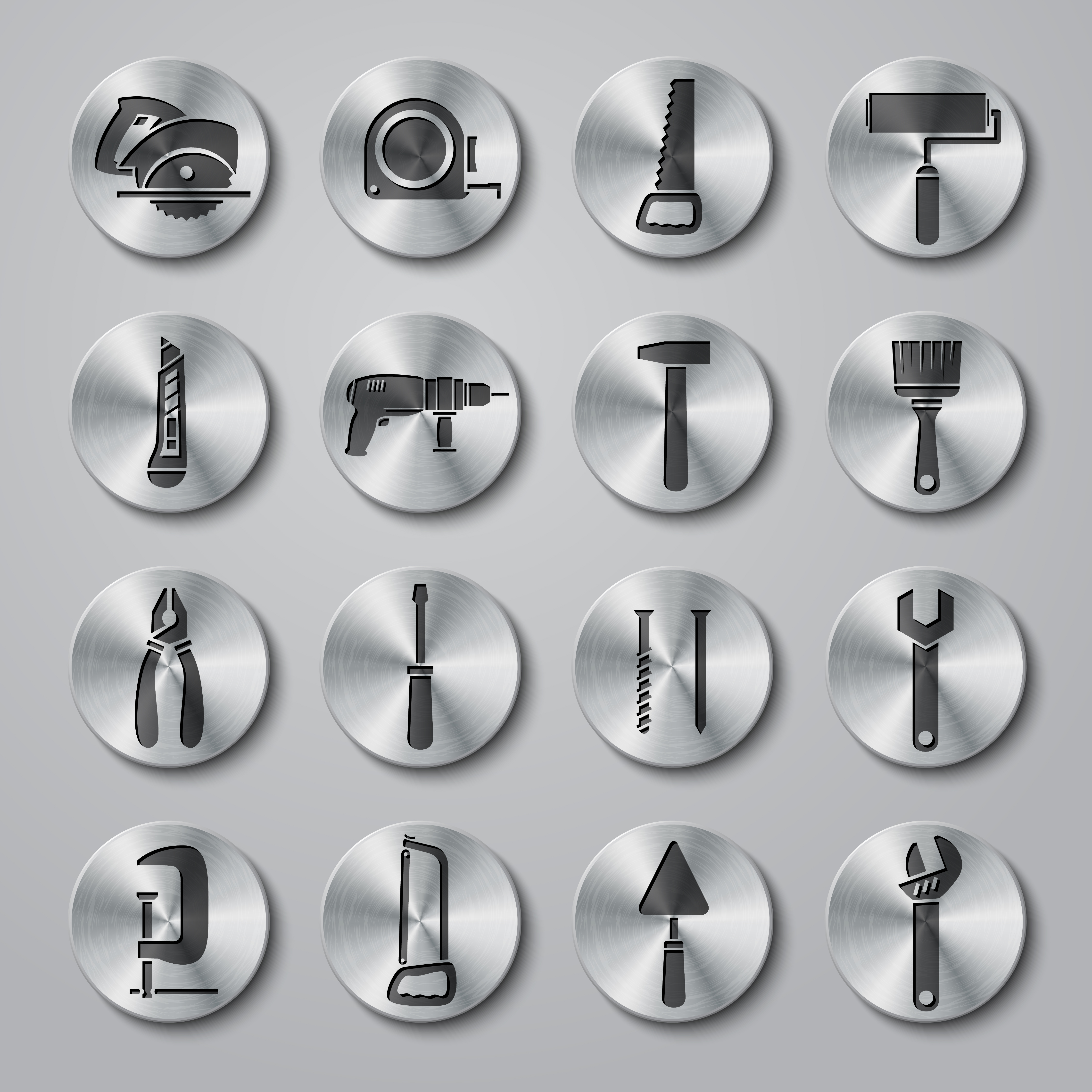 Toolbox Icons Set on Metal Buttons 436280 Vector Art at Vecteezy Toolbox Icons Set on Metal Buttons 436280 Vector Art at Vecteezy