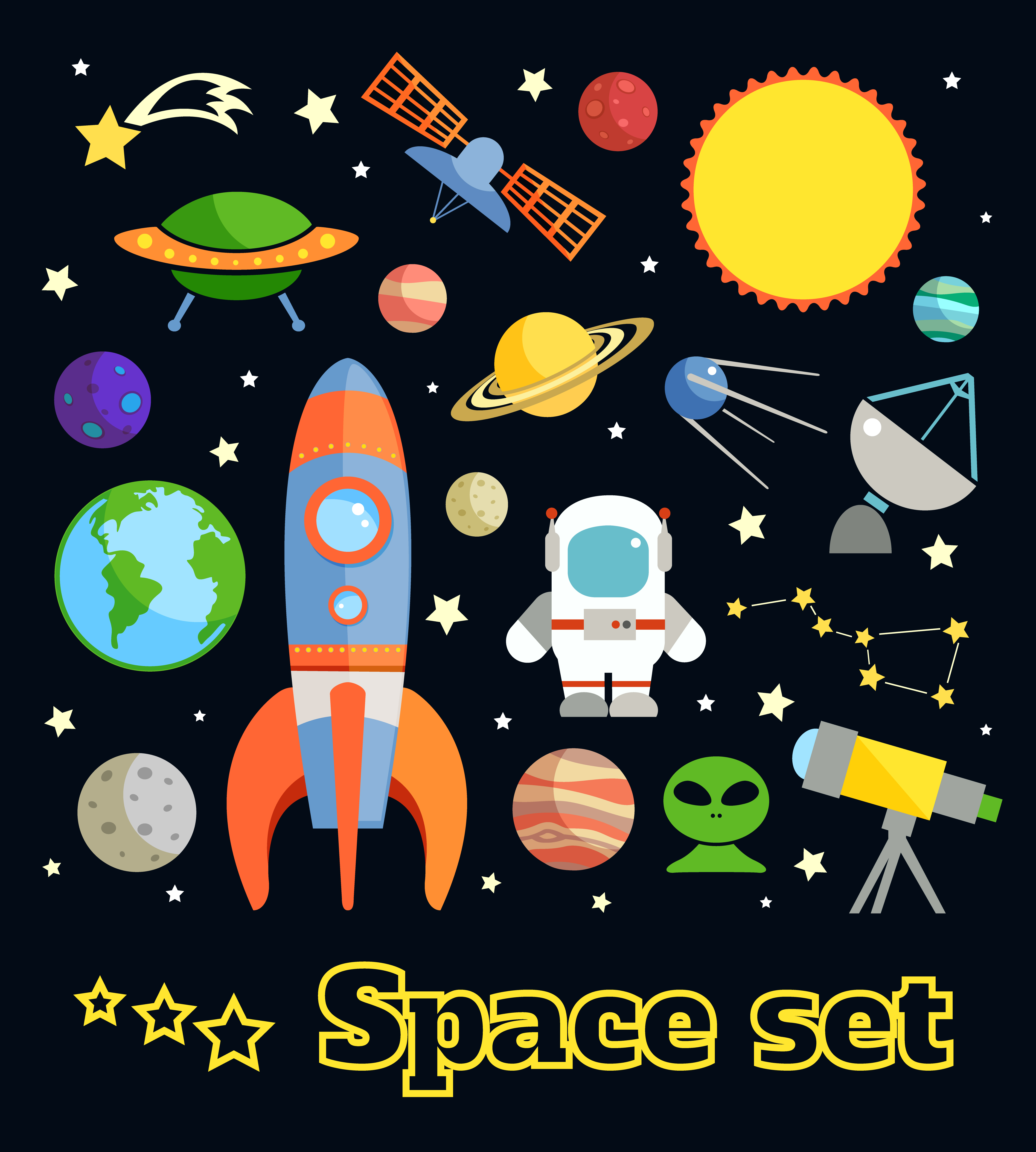 Space elements set 436394 Vector Art at Vecteezy Space elements set 436394 Vector Art at Vecteezy